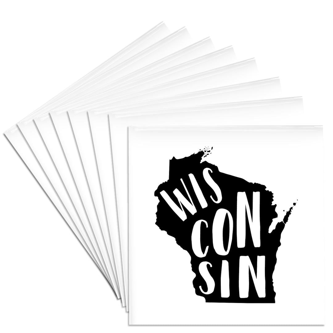 3drose, Wisconsin Written Inside the State. White Background., Set of 8 ...