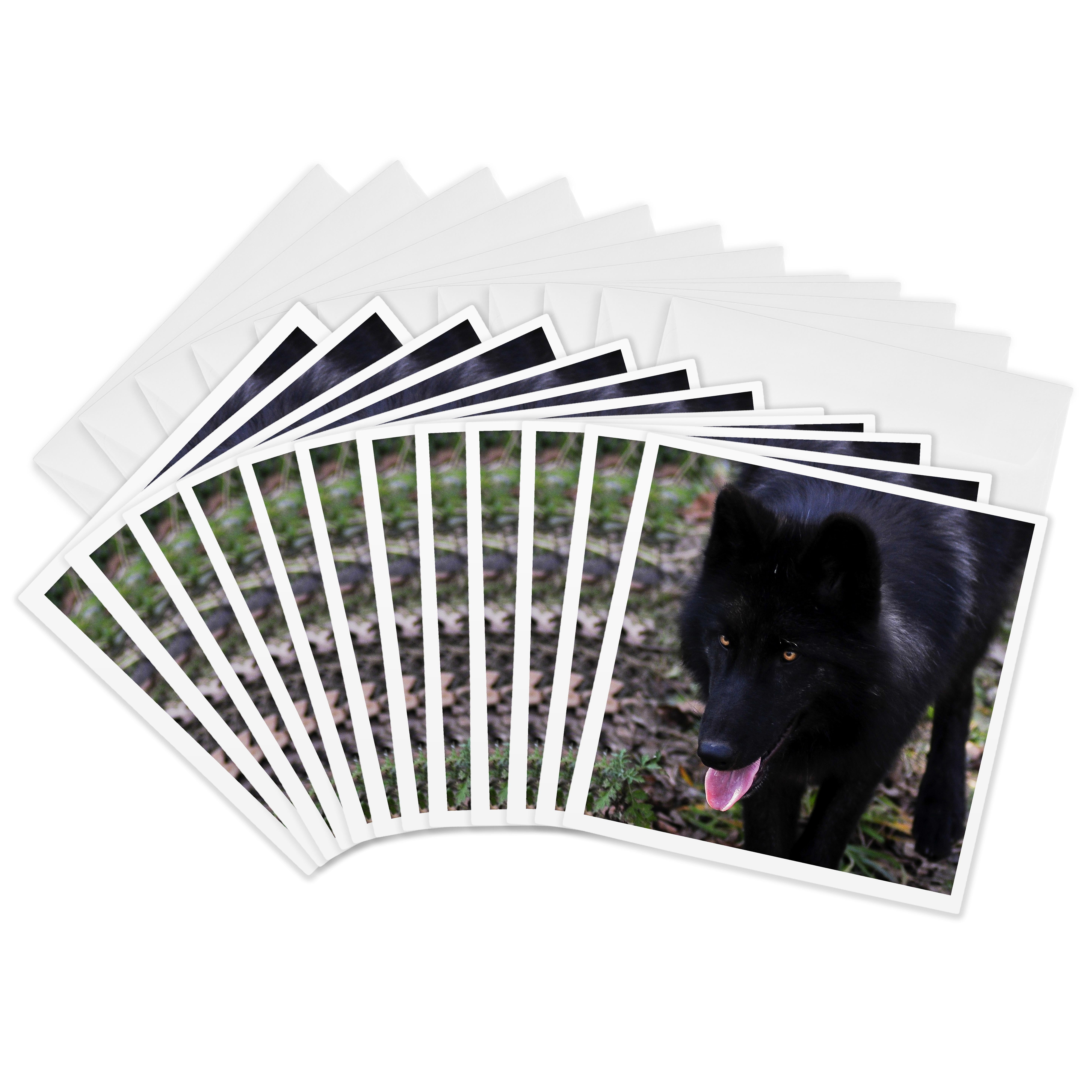 3drose, Wolf, Black, Head, 12 Greeting Cards with Envelopes - Walmart.com