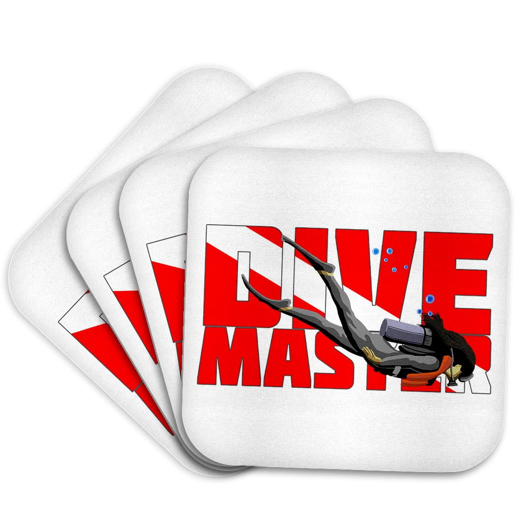3drose, Woman Scuba Dive Master in the Colors of a Dive Flag., Set of 4 ...