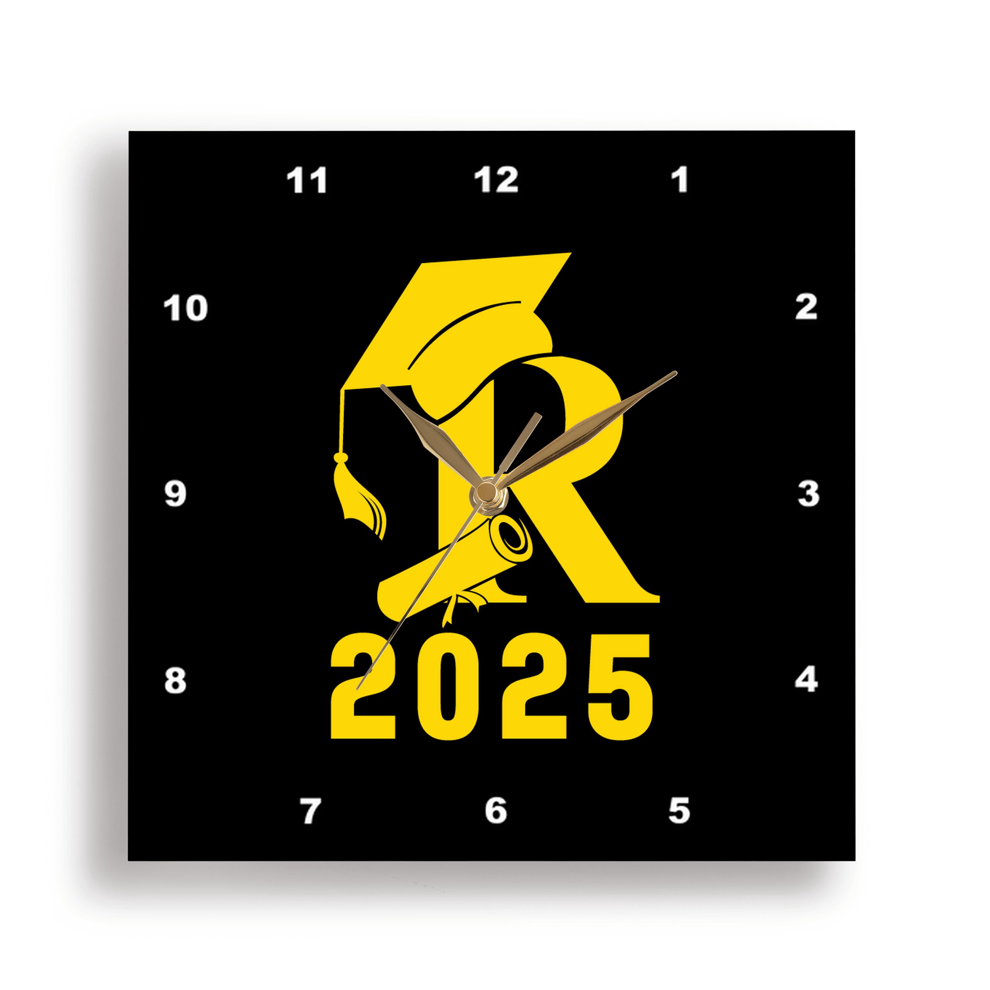 3drose, Wonderful Letter R. Academic Cap, Certificate. Yellow on Black ...