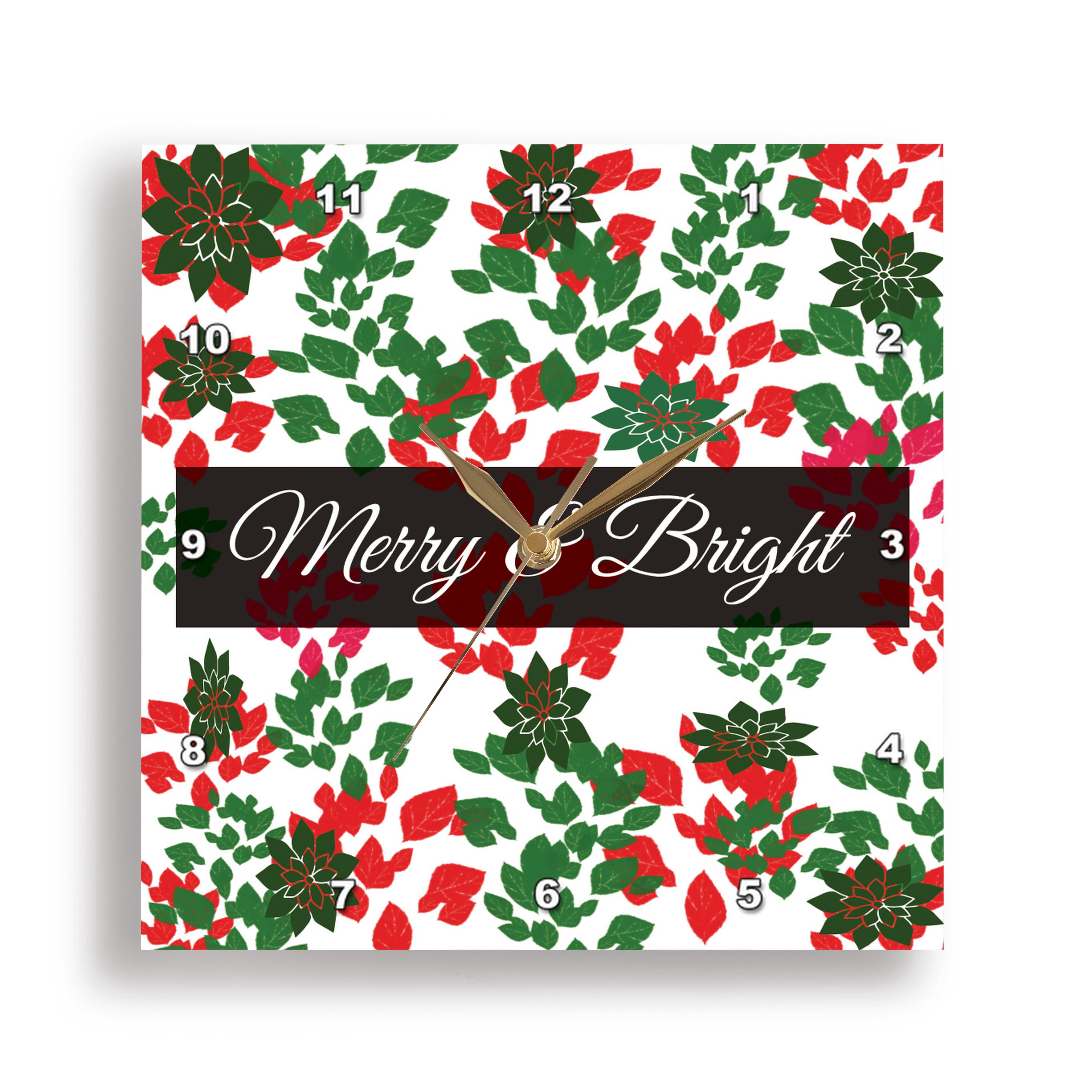 3drose, Words Merry and Bright on Top of a Red and Green Christmas ...