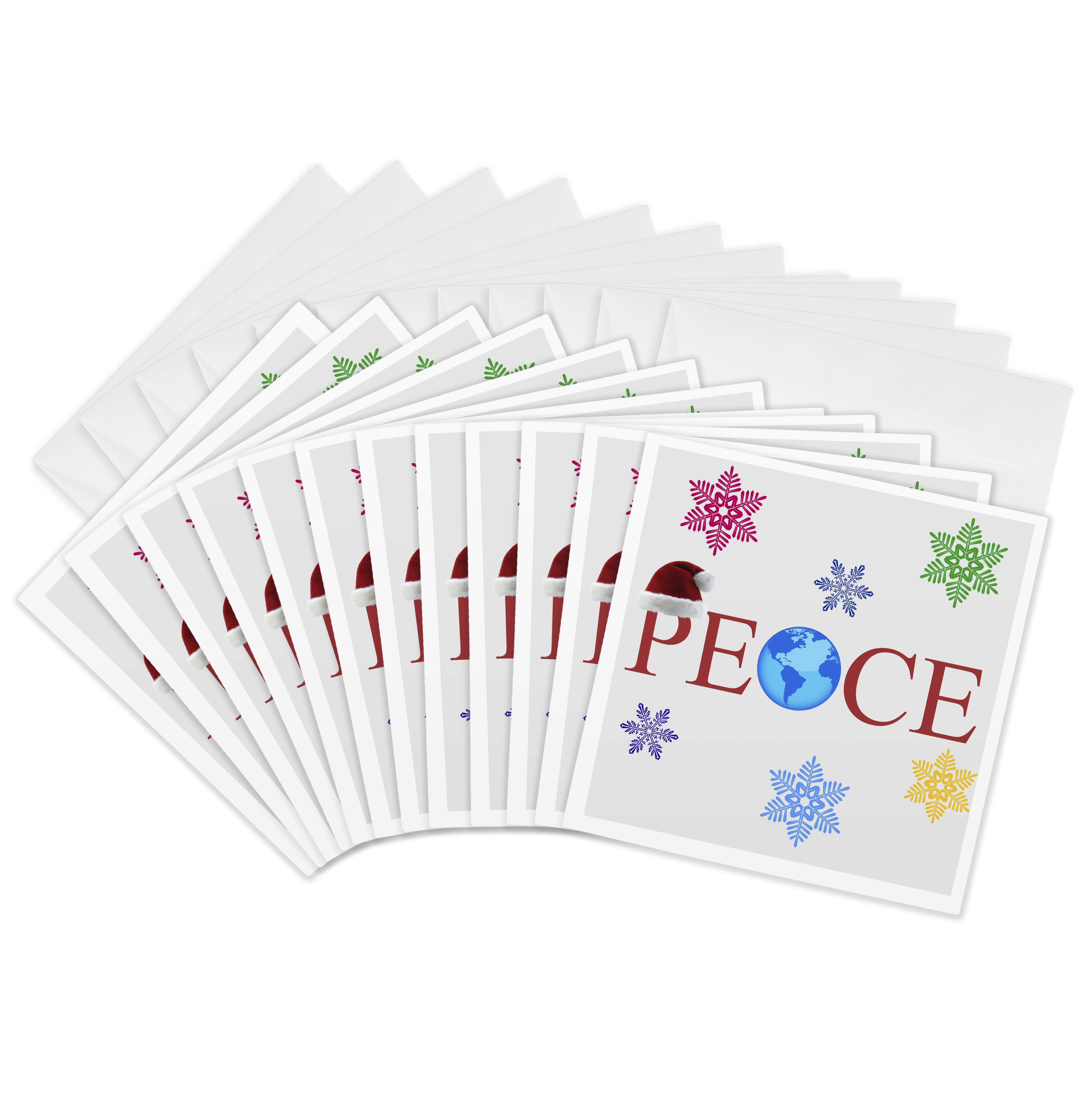 3drose, World Peace on Earth Christmas Santa Hat and Snowflakes ...
