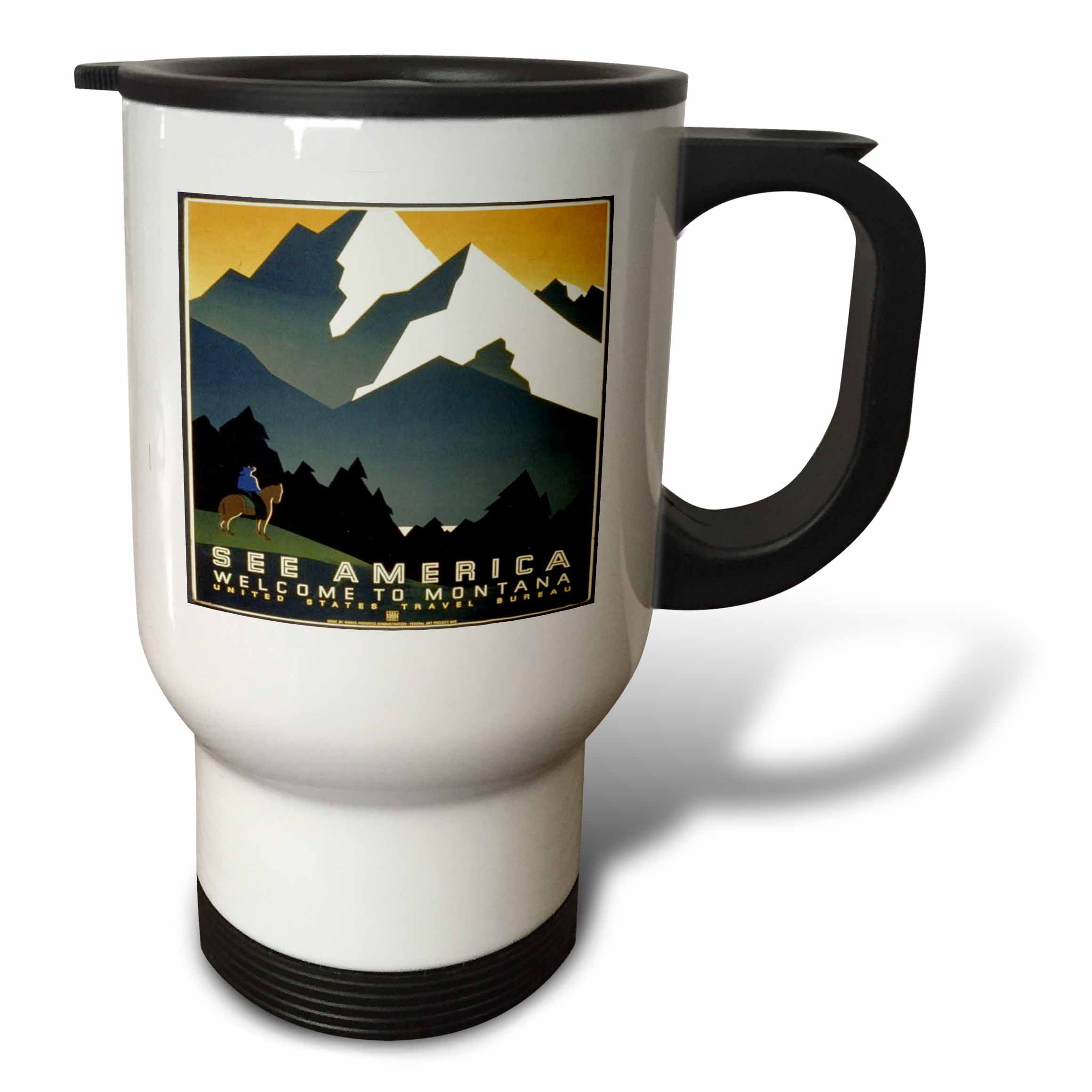 3drose, Wpa Montana Travel Poster, 14oz Stainless Steel Travel Mug ...