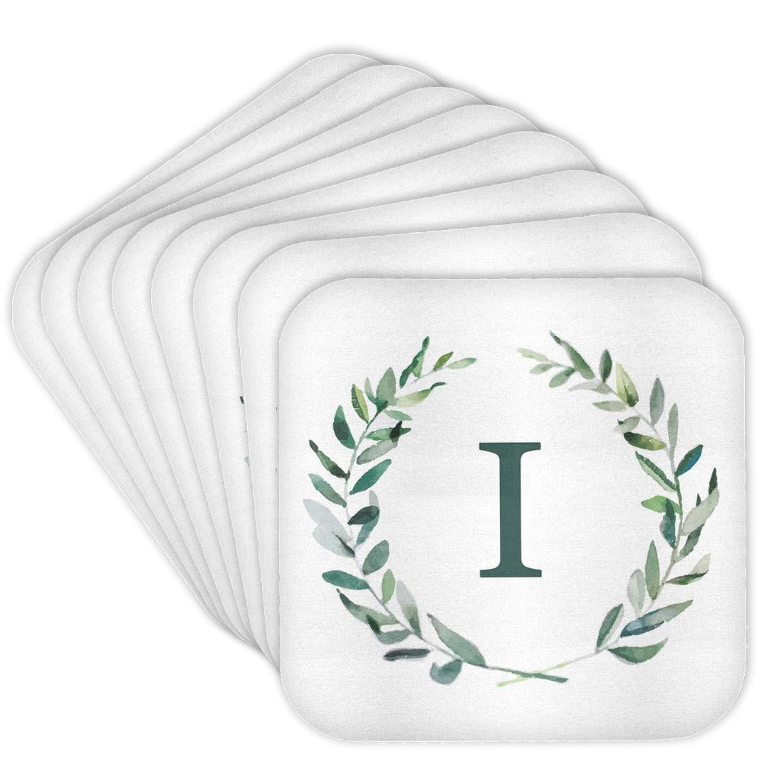 3drose, Wreath with Monogram Initial Letter I in Green on White ...