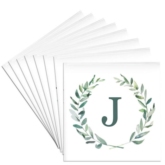 3drose, Wreath with Monogram Initial Letter J in Green on White ...