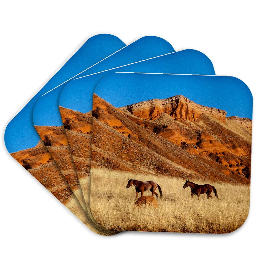 3drose, Wyoming, Shell, Horses Running, Pr, Set of 4 Coasters - Cork ...
