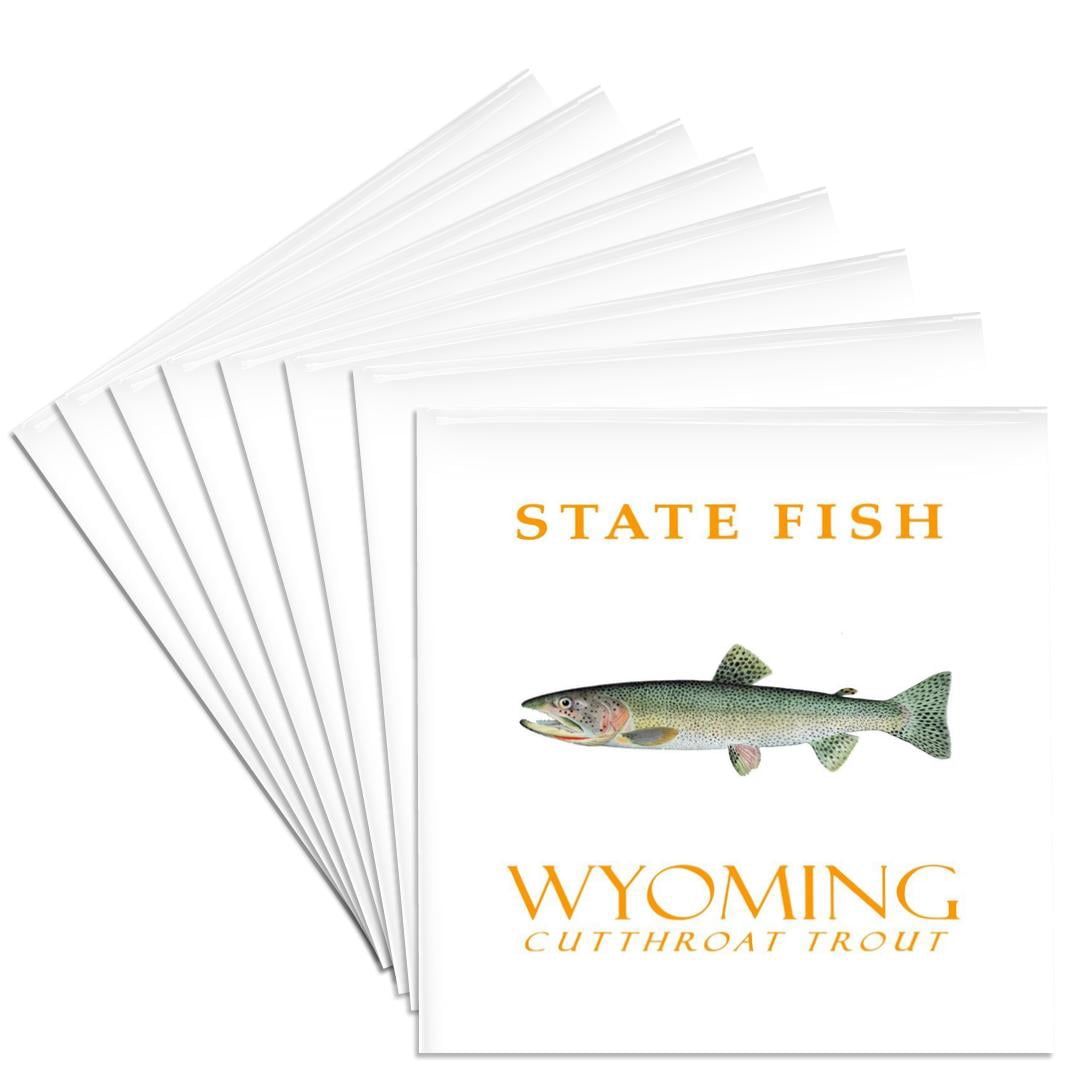3drose, Wyoming Territory Fish the Cutthroat Trout, Set of 8 Ceramic ...