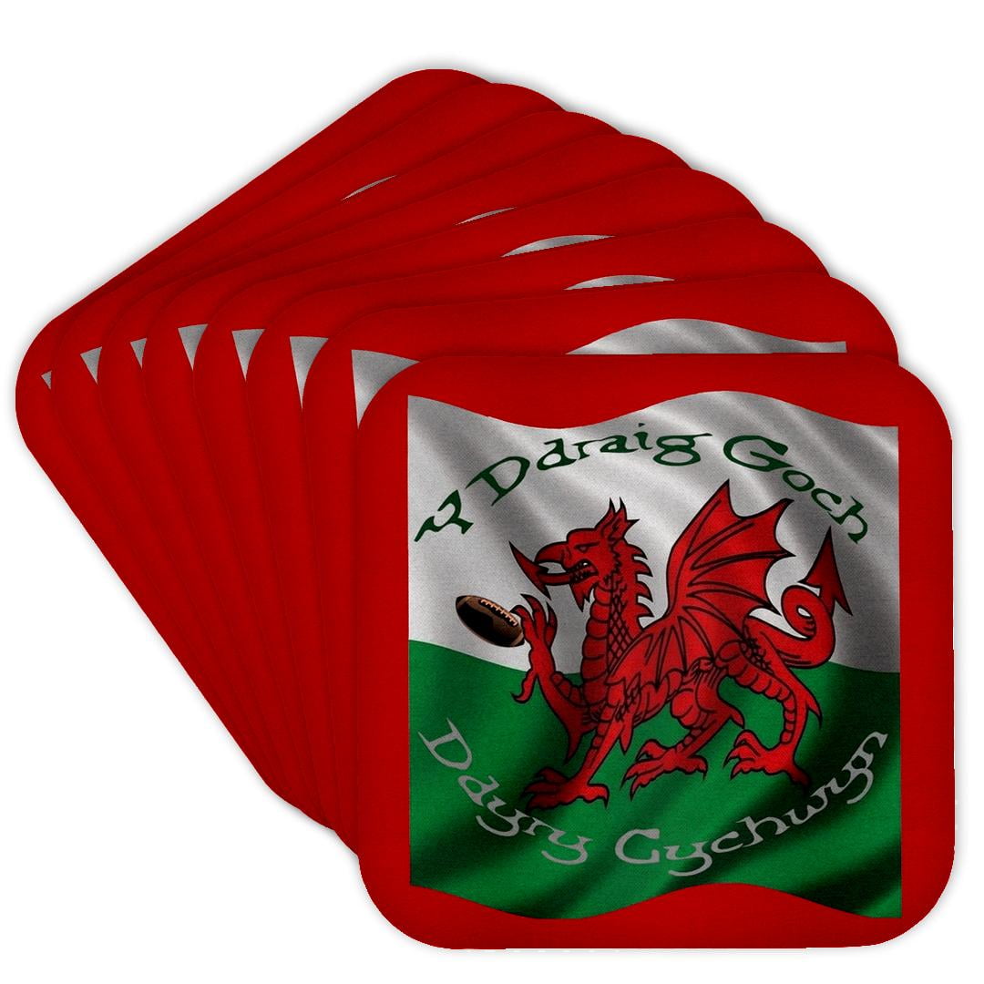 3drose, Y Ddraig Goch Ddyry Cychwyn Welsh Rugby and Flag, Set of 8 ...