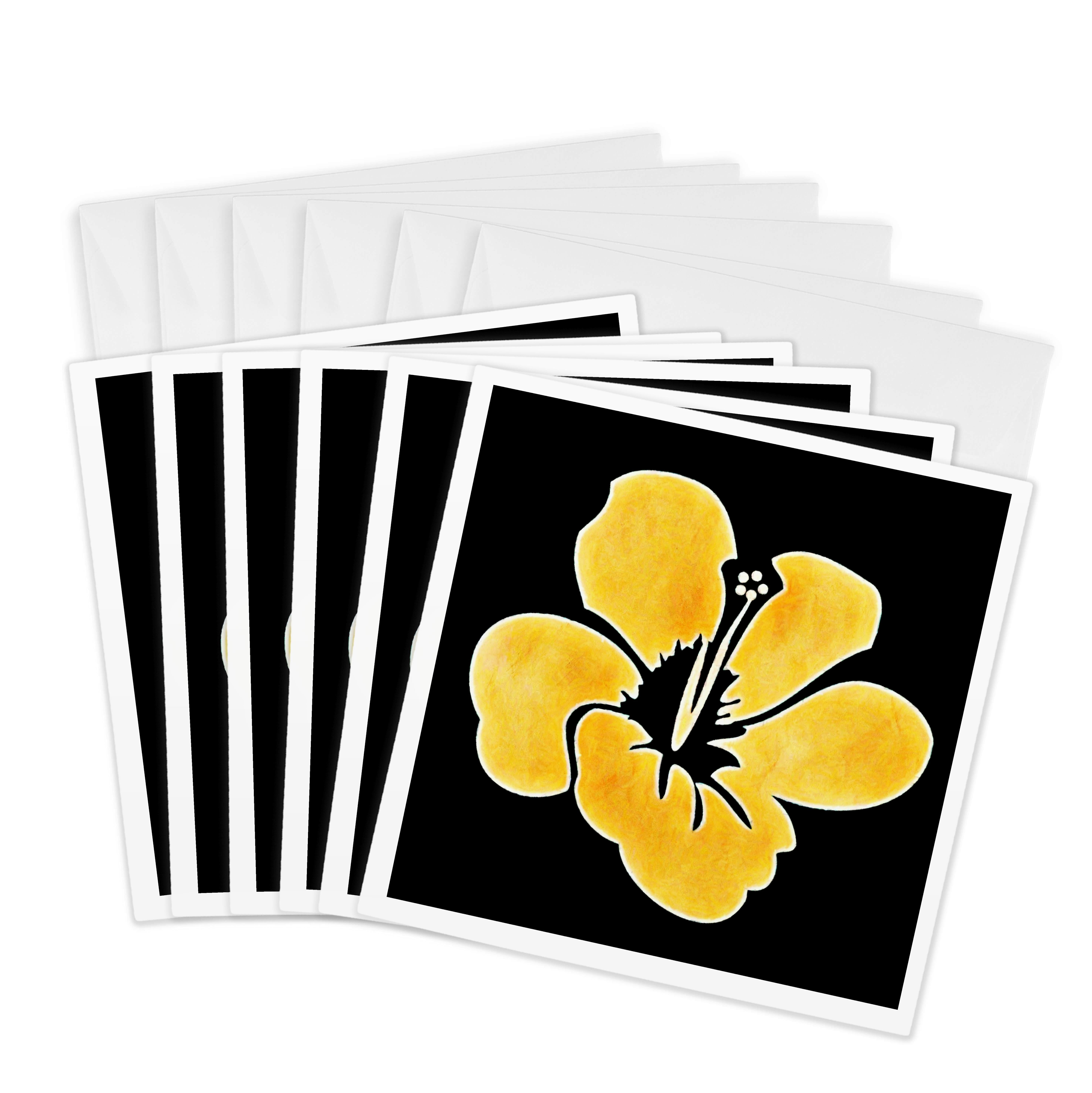 3drose, Yellow Hibiscus Hawaiian Inspired Floral Print - Flowers, 6 ...