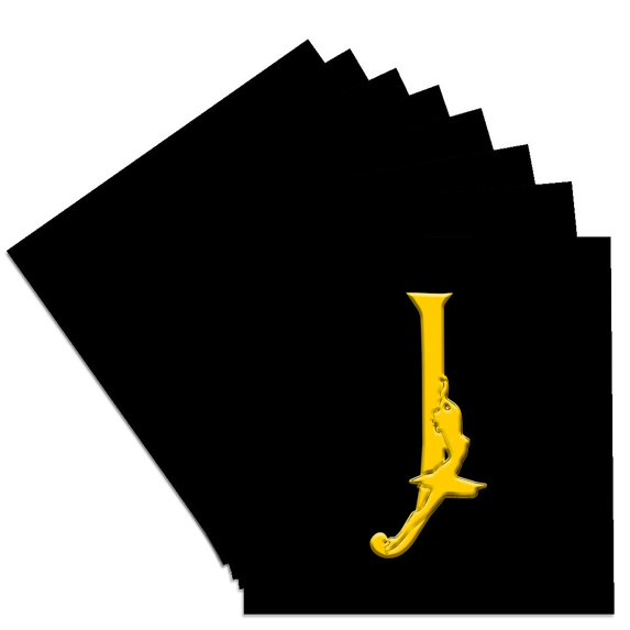 3drose, Yellow Initial, Female Silhouette on Black. Dazzling Letter J ...