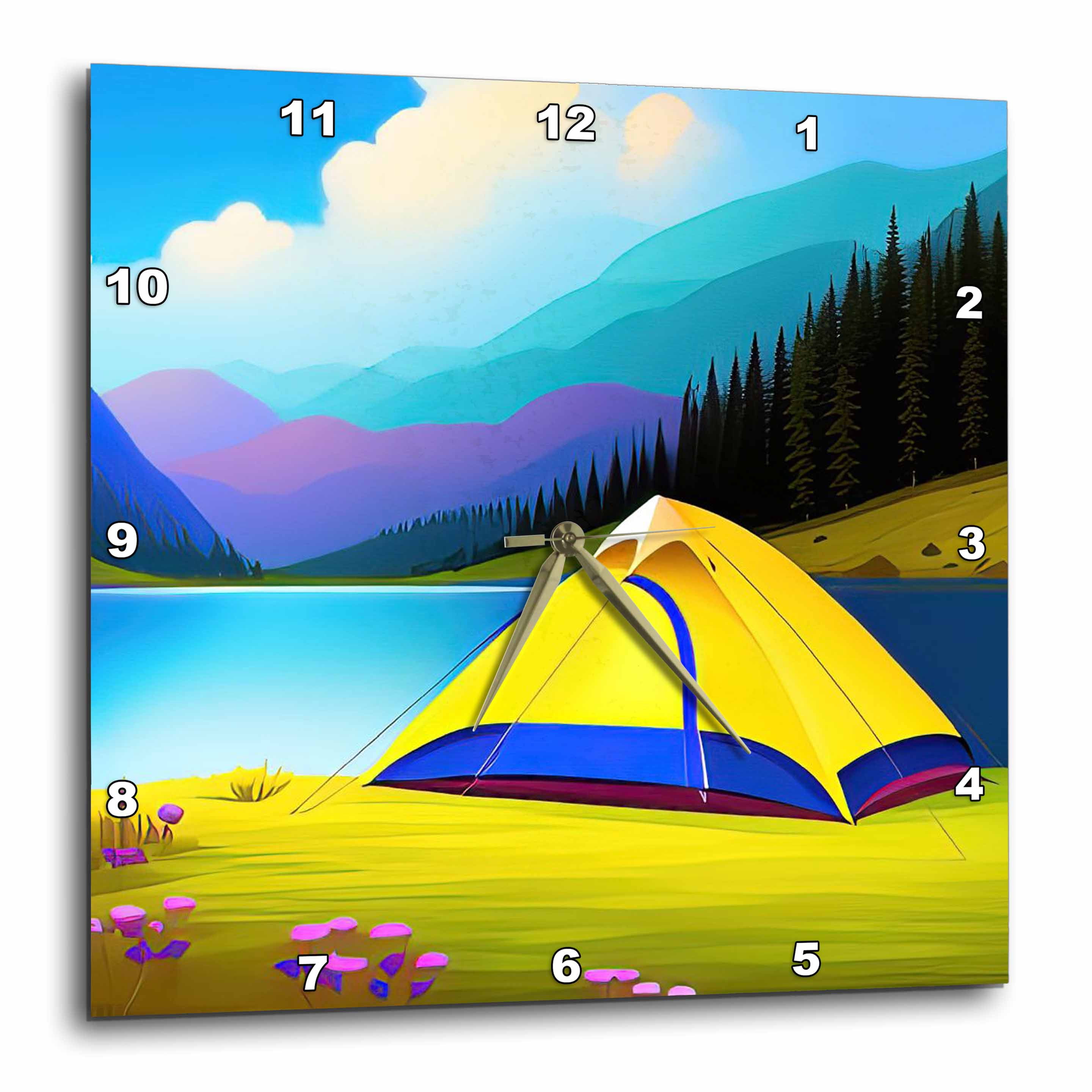 3drose, Yellow Tent by the Lake. White Clouds, Blue Mountains. Happy ...