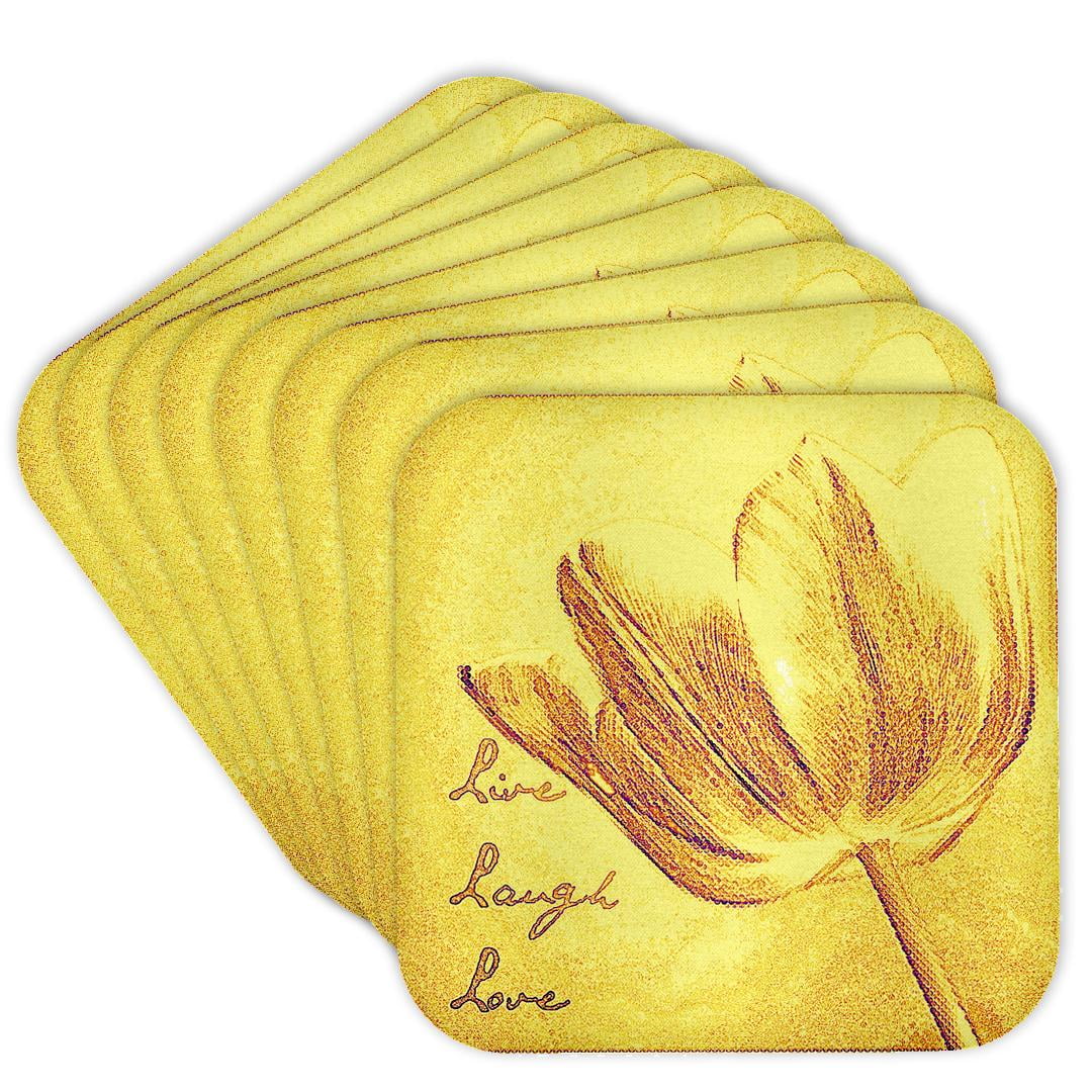 3drose, Yellow Tulip Sketch- Flowers- Inspirational Words- Live, Laugh ...