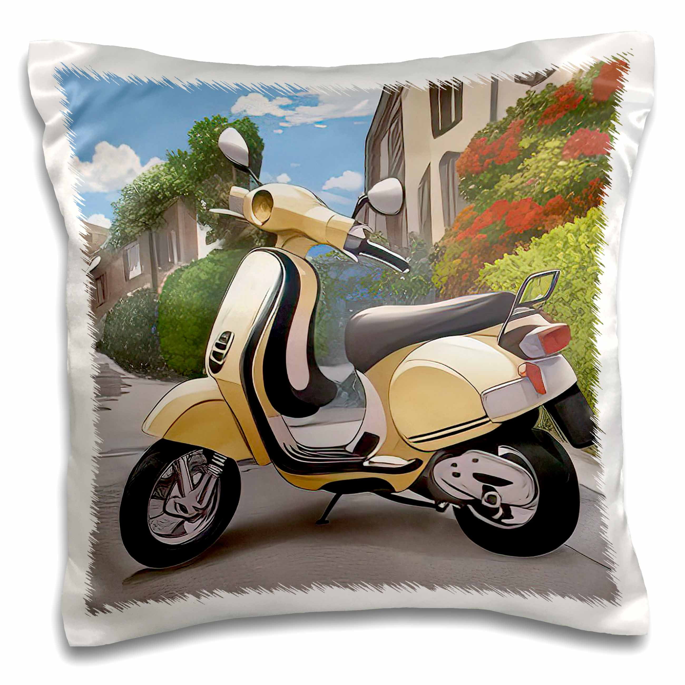 3drose, Yellow and Pink Classic Motor Scooter Stands on the Street ...