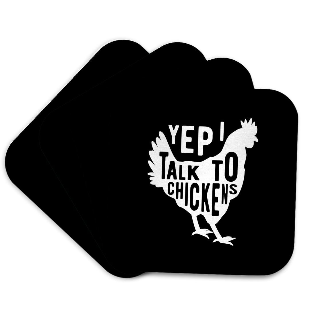 3drose, Yep I Talk to Chickens. Fun Lettering on Black Background., Set ...