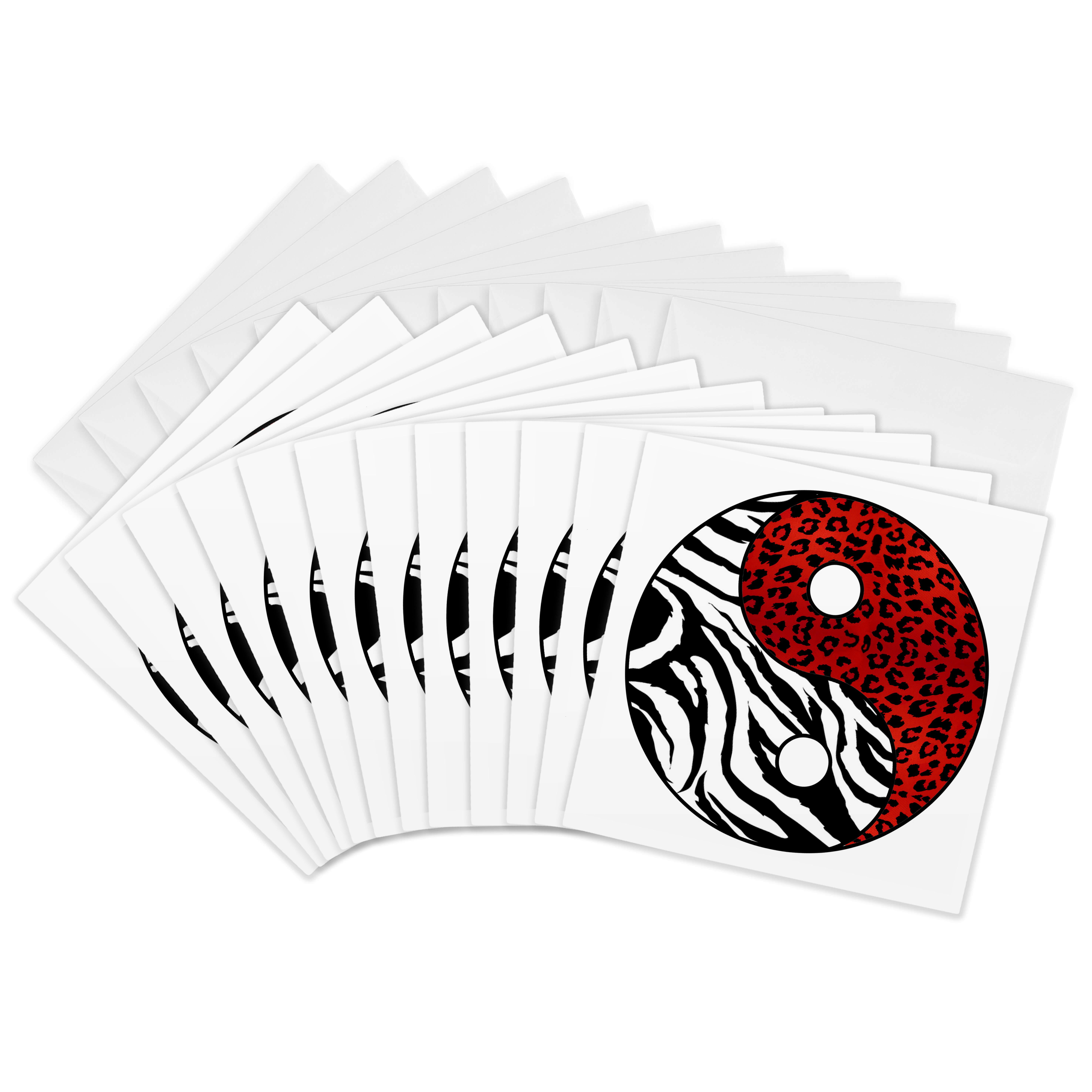 3drose, Ying and Yang Symbol - Zebra and Leopard - Red, 12 Greeting ...