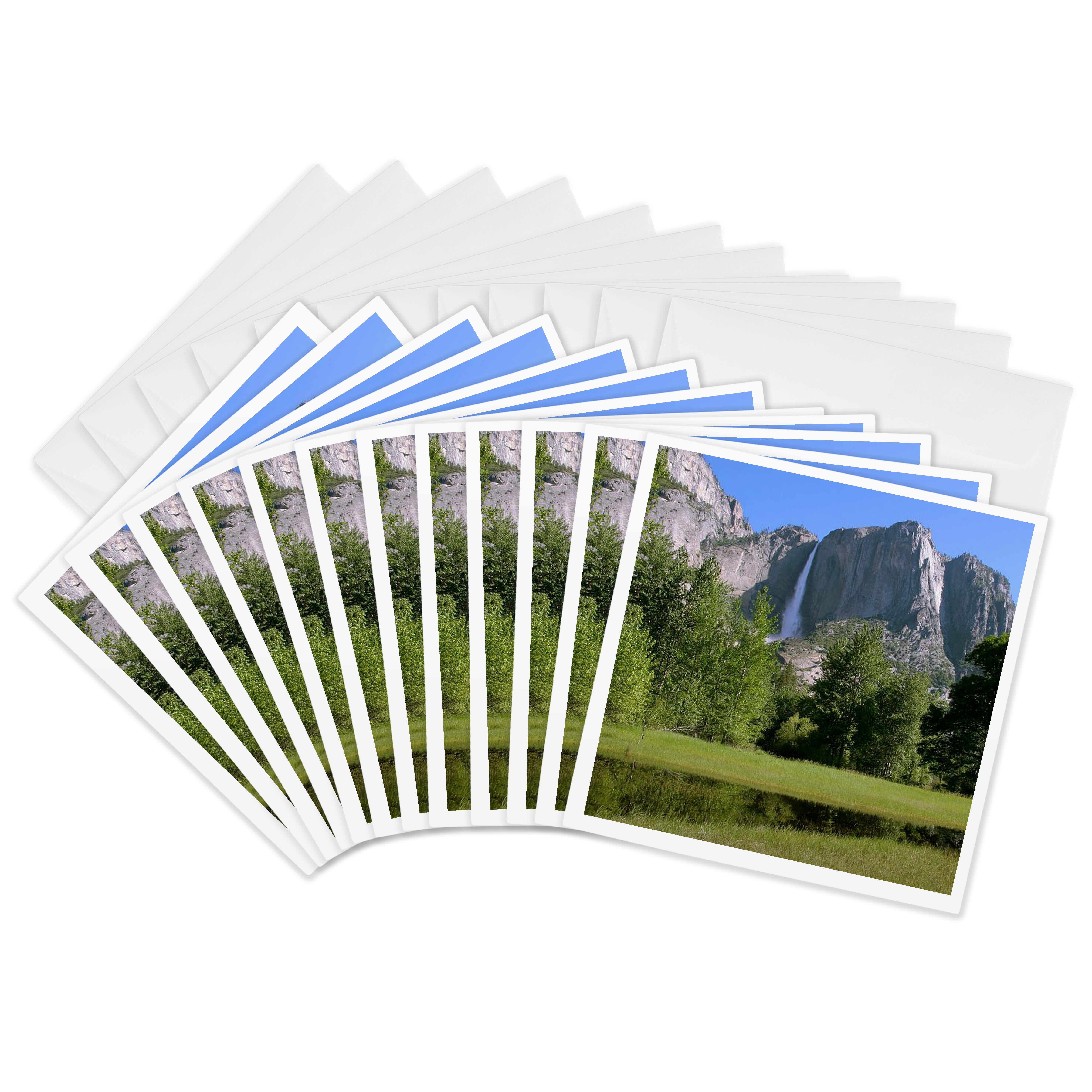3drose, Yosemite Falls from Valley, 12 Greeting Cards with Envelopes ...