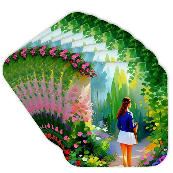 3drose, Young Girl in the Garden on a Sunny Summer Morning. Beautiful ...