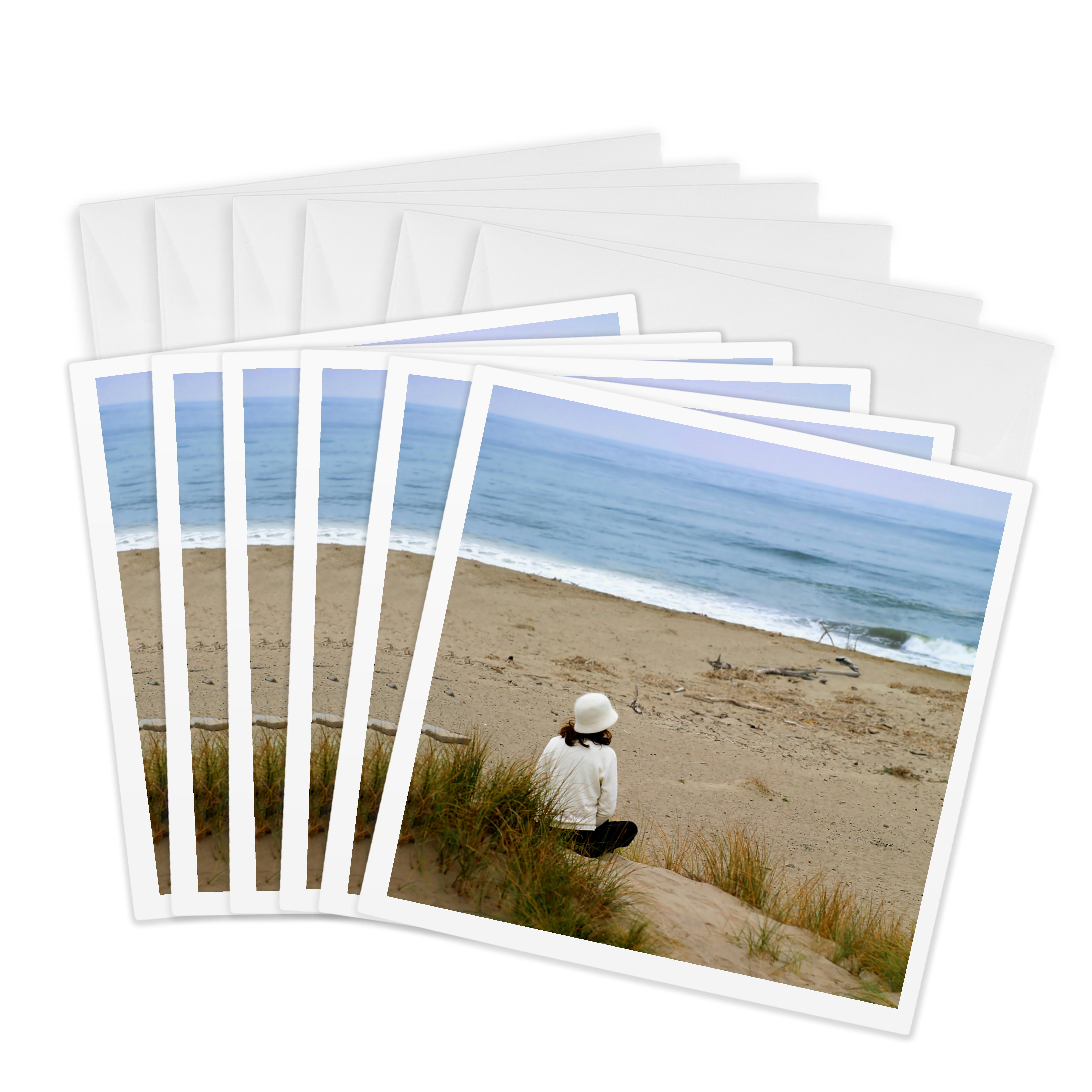 3drose, Young Woman Sitting at the Beach Looking over the Ocean., 6 ...