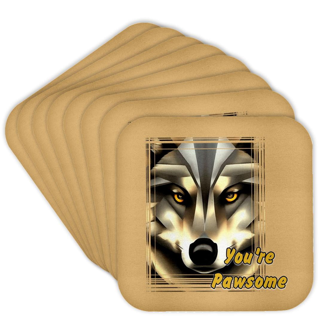 3drose, Youre Pawsome Greeting with Grey Wolf in Geometric Art Style ...