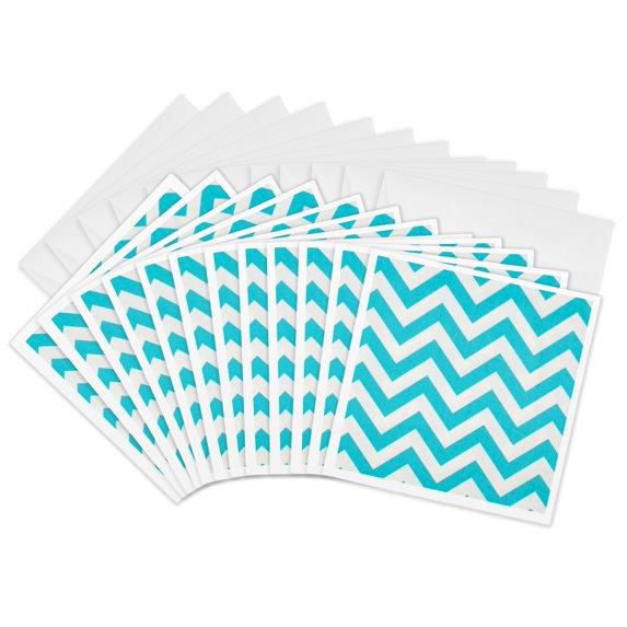 3drose, Zig Zag Turquoise Stripes, 12 Greeting Cards with Envelopes ...