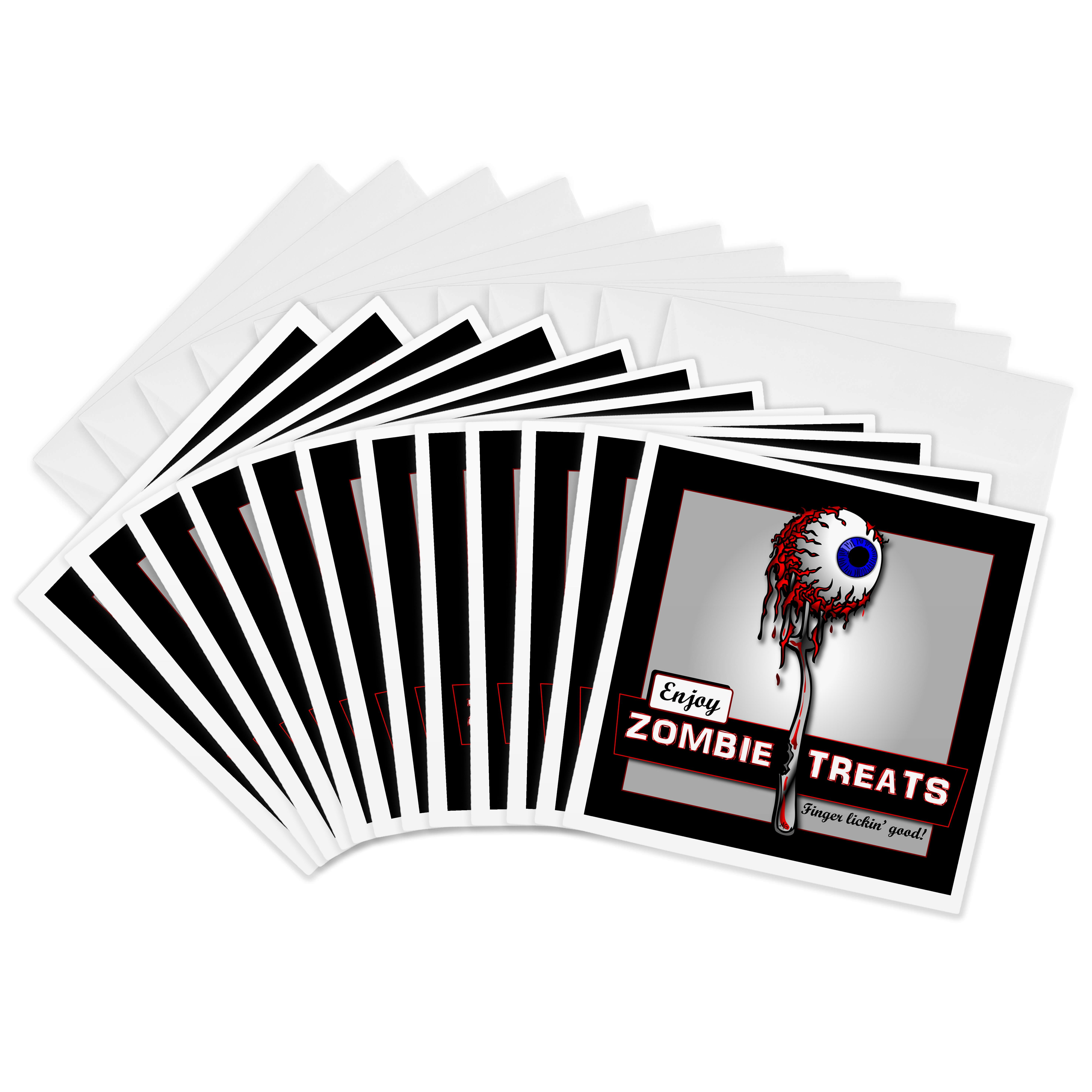 3drose, Zombies Zombie Treats 1 on Black, 12 Greeting Cards with ...