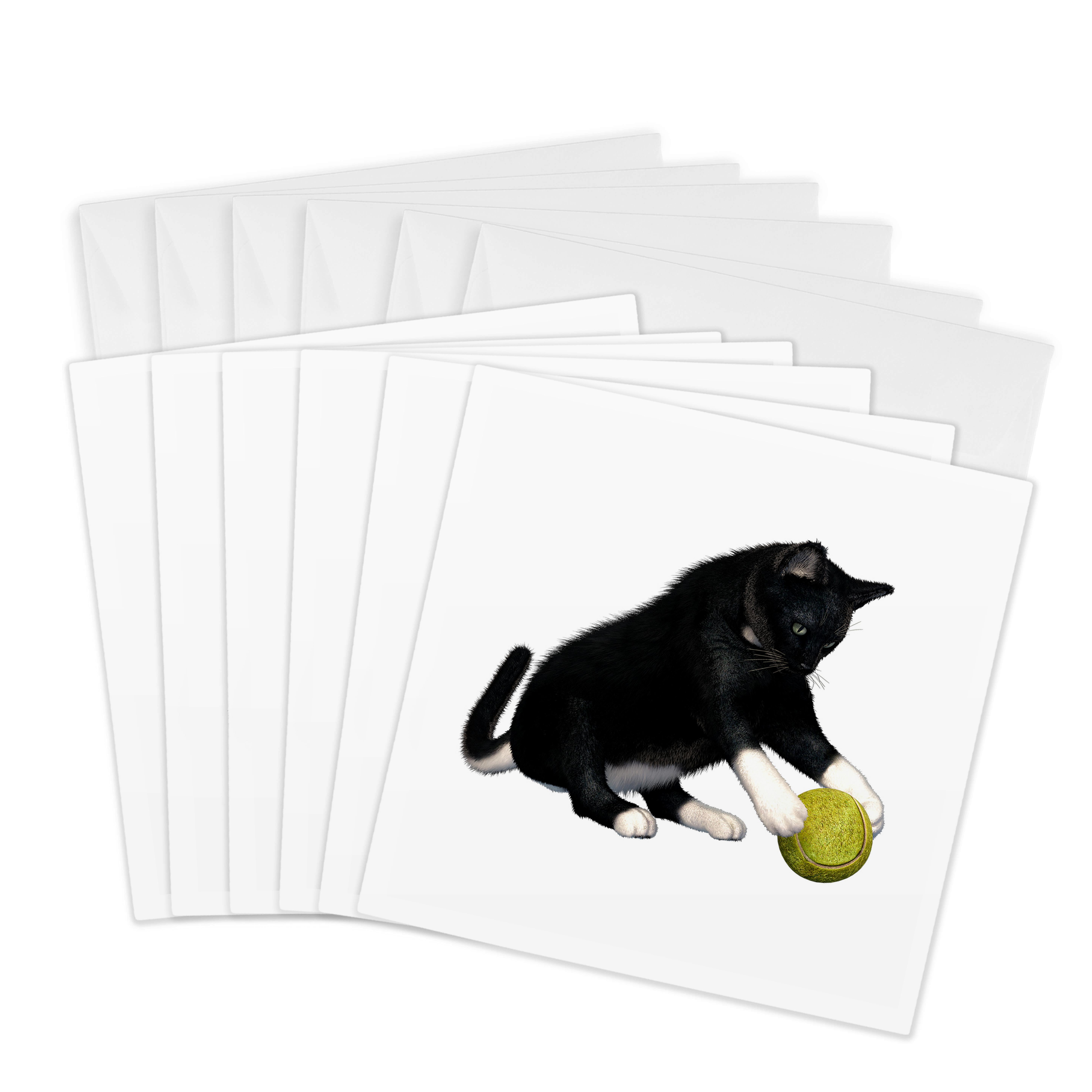3drose, a Black Cat Standing Towards Its Left and Playing with a Tennis ...