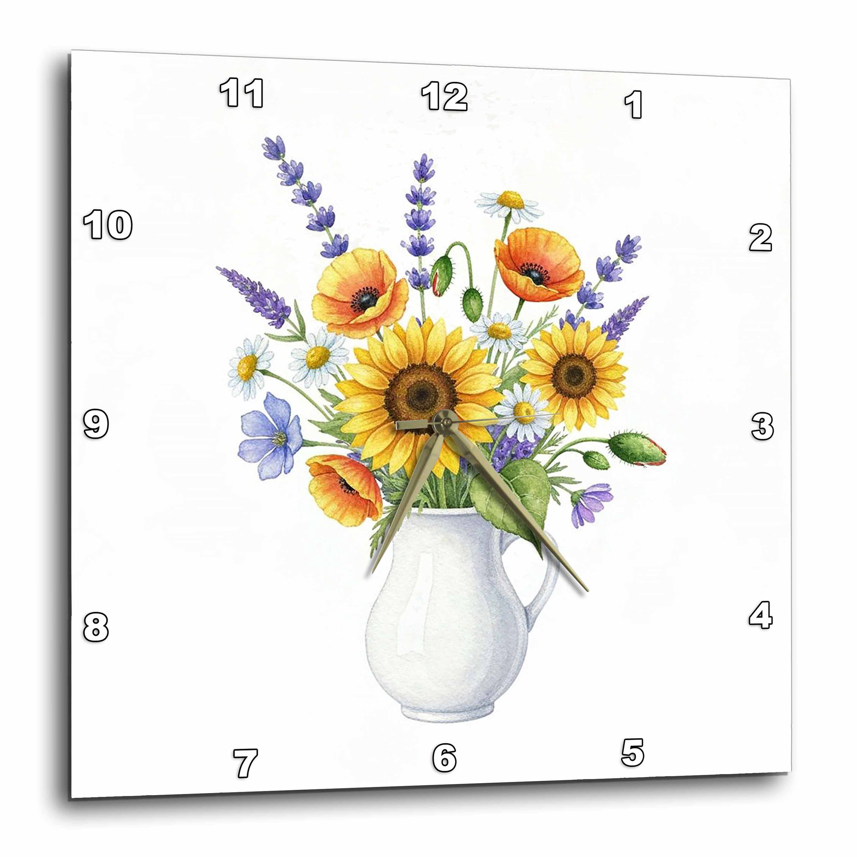 3drose, a Bunch of Sunflowers, Lavender, Poppy Flowers in a Bowl Artsy ...