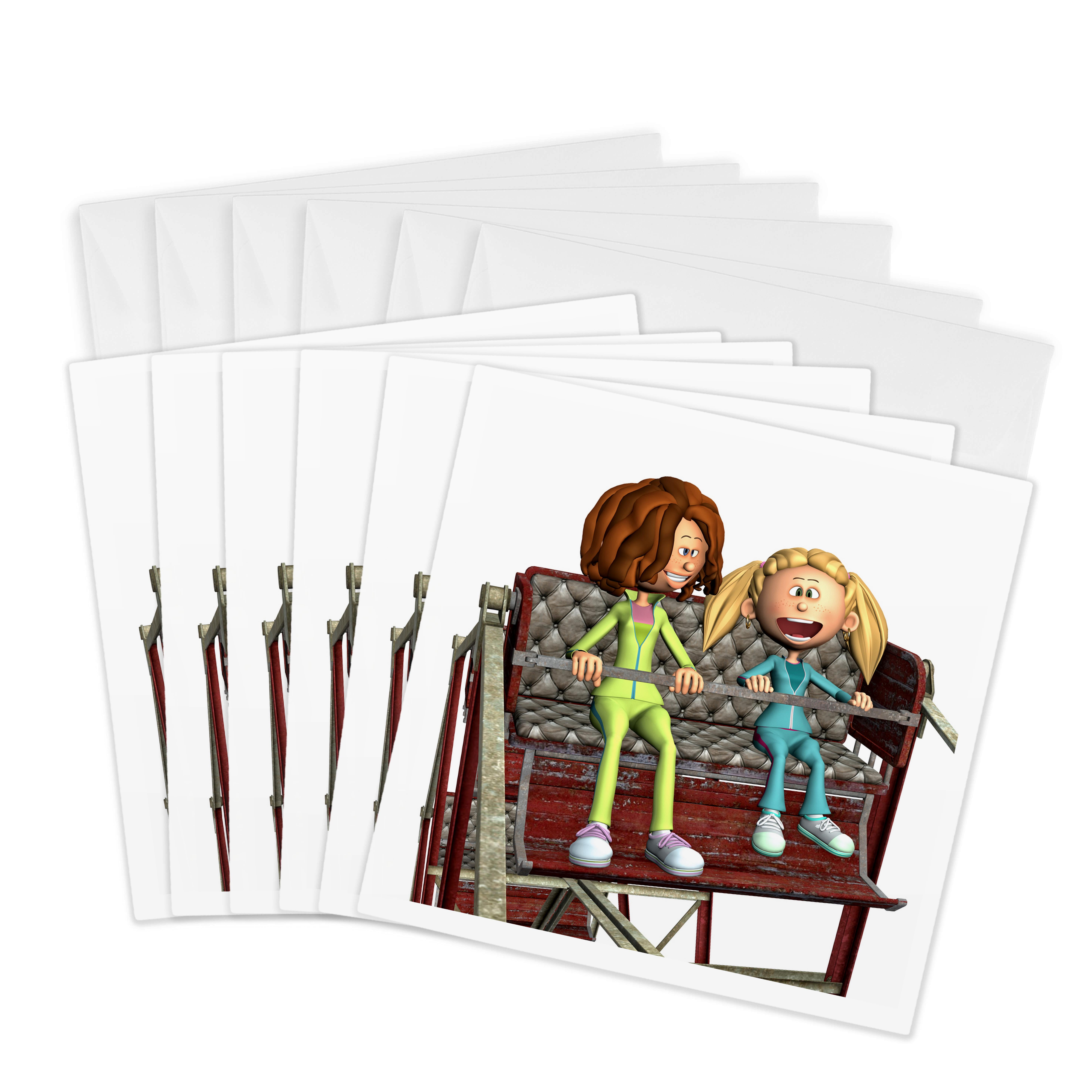3drose, a Cartoon Mother and Daughter Riding a Ferris Wheel, 6 Greeting ...