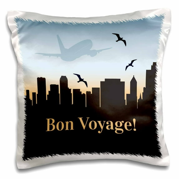 3drose, a Cityscape Silhouette Against a Setting Sun with Bon Voyage ...