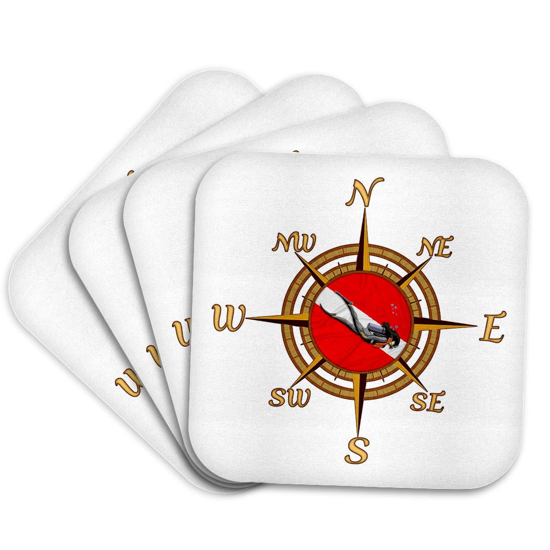 3drose, a Compass Rose Inset with a Scuba Dive Flag and Scuba Diver ...