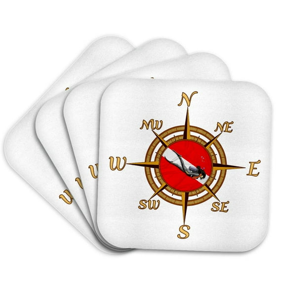 3drose, a Compass Rose Inset with a Scuba Dive Flag and Scuba Diver ...