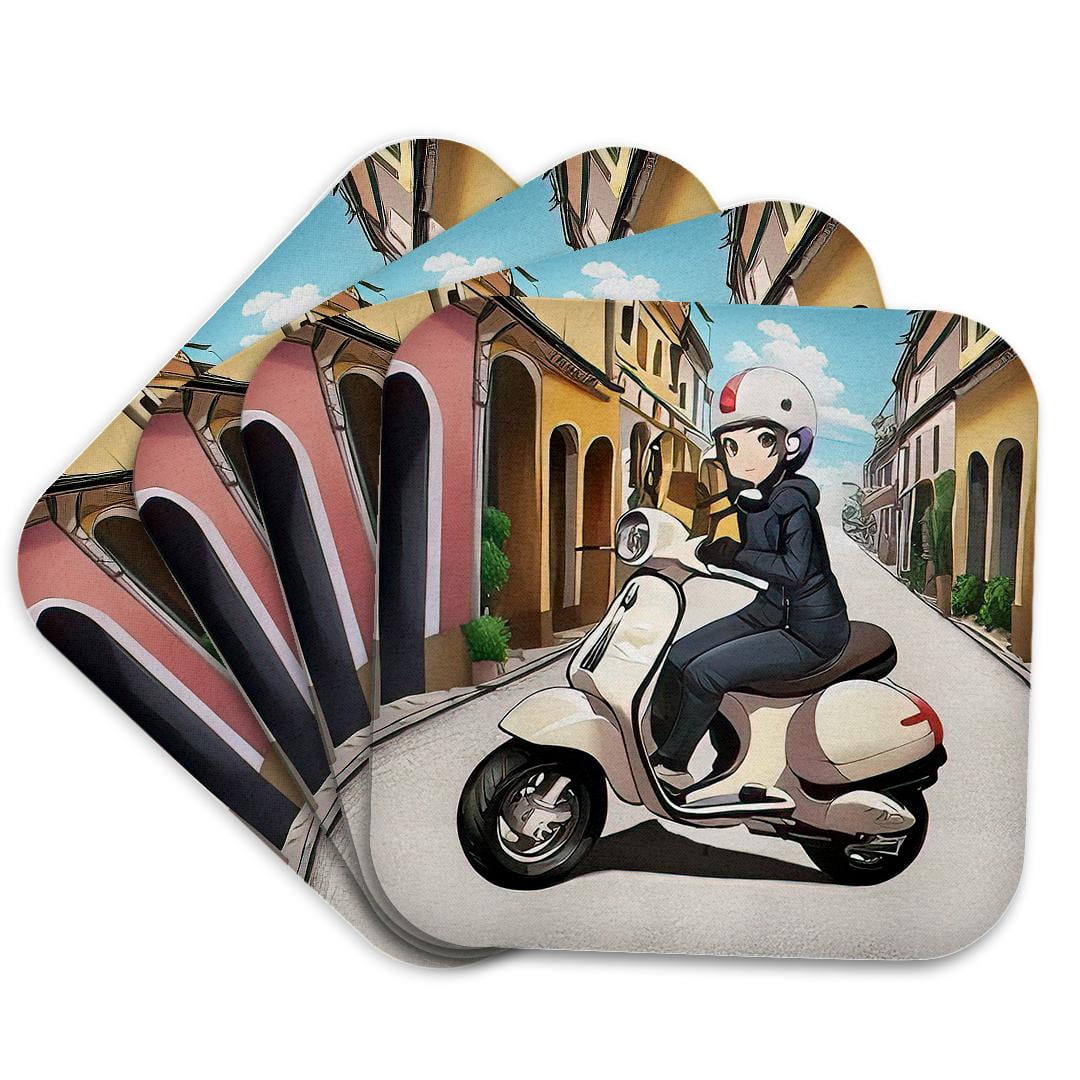 3drose, a Funny Cartoon Boy in Helmet Drives White Scooter. Funny ...