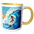 3drose, a Girl Surfer Rides the Wave at Noon. Beautiful Art, Gift, Card ...