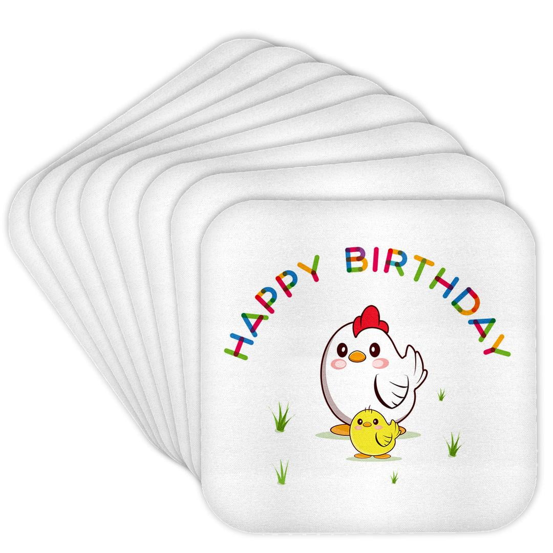 3drose, a Hen and a Yellow Chicken. Happy Birthday Colorful Text. Funny ...