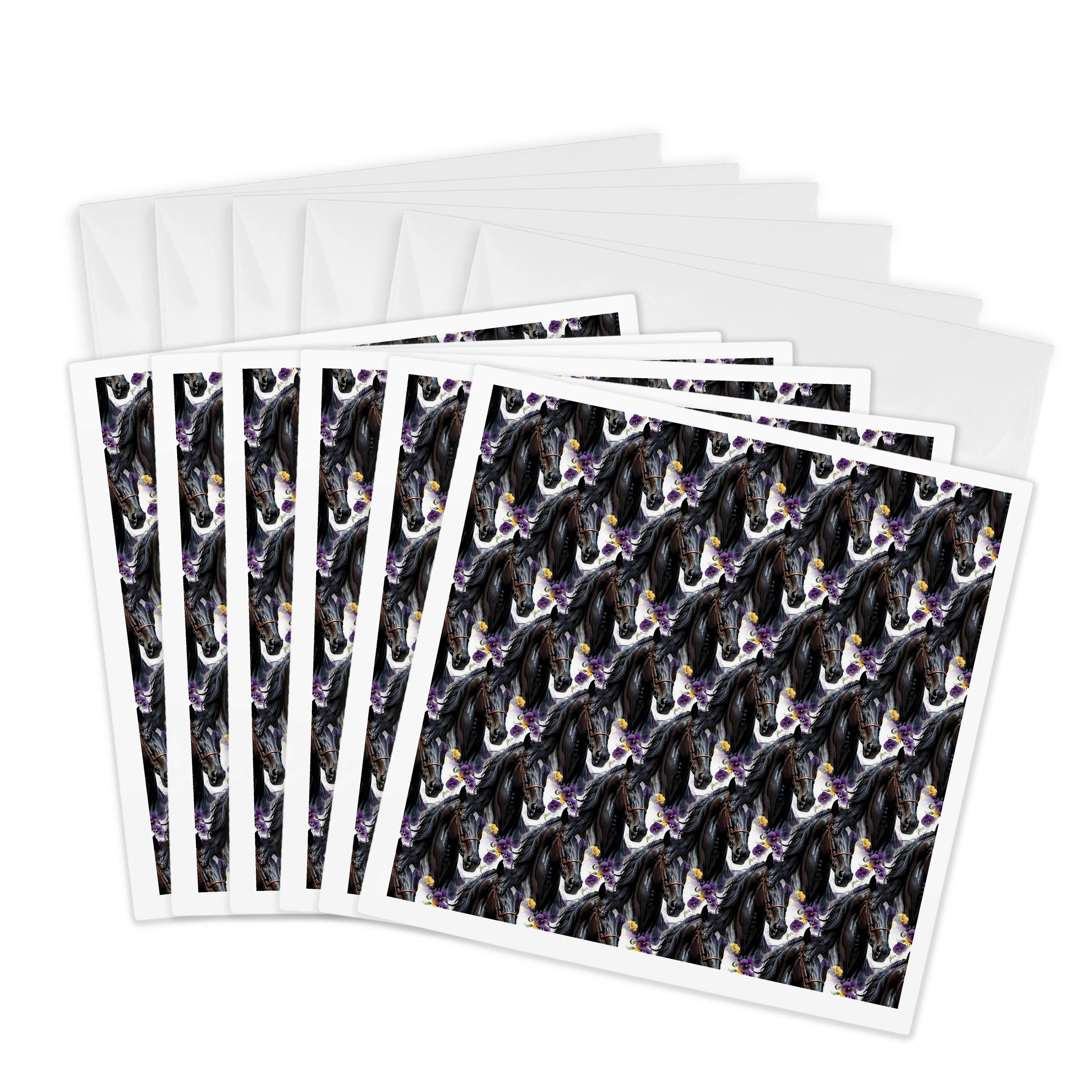 3drose, a Horse Surrounded by Common Violet Flowers Pattern, 6 Greeting ...