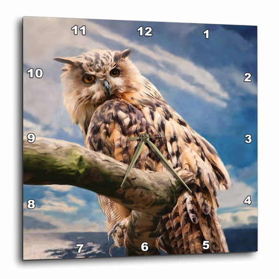 3drose, a Magnificent Painting Owl Sitting on a Tree Trunk, 15x15 Wall ...