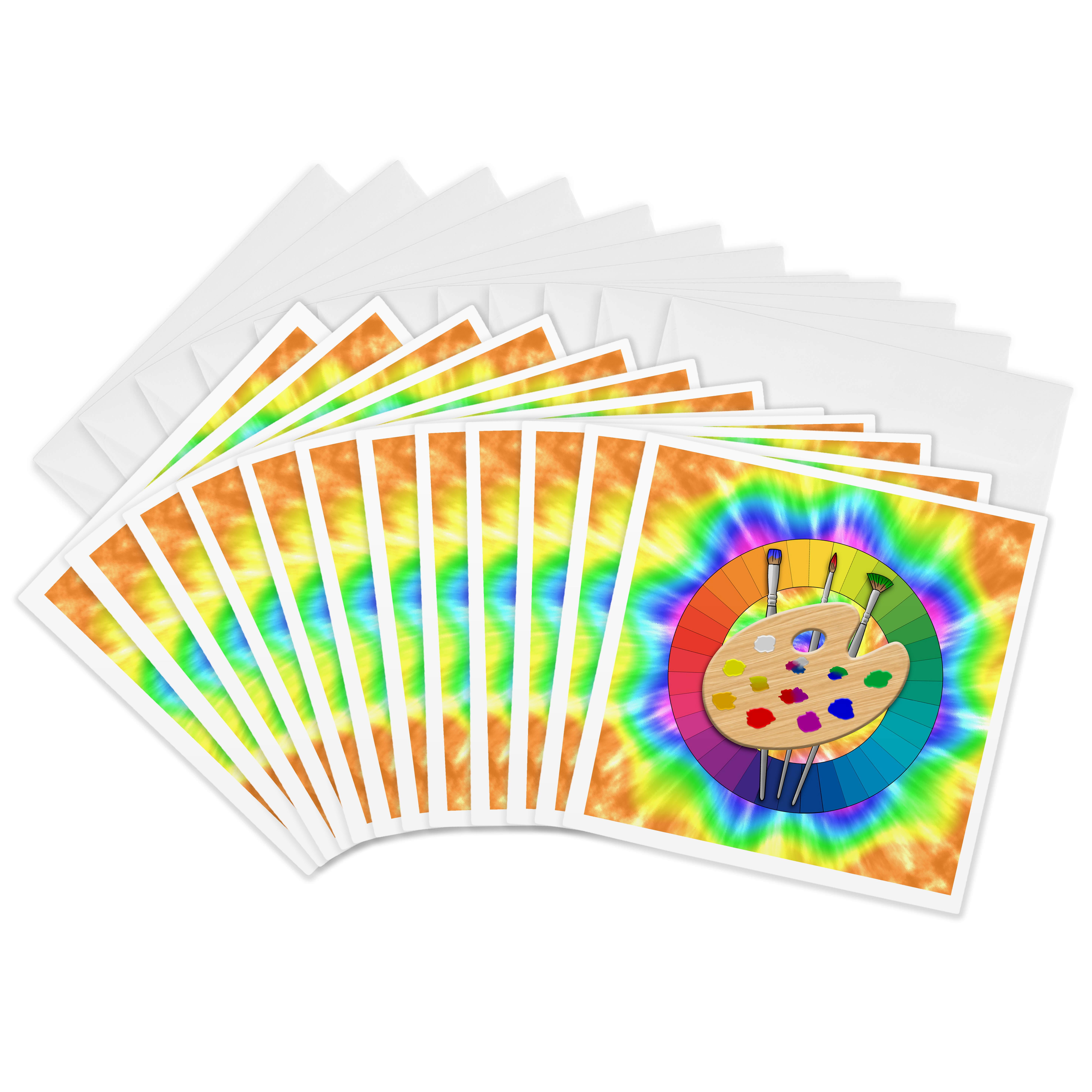 3drose, a Paint Palette with Brushes and an Artist Color Wheel over Tie ...