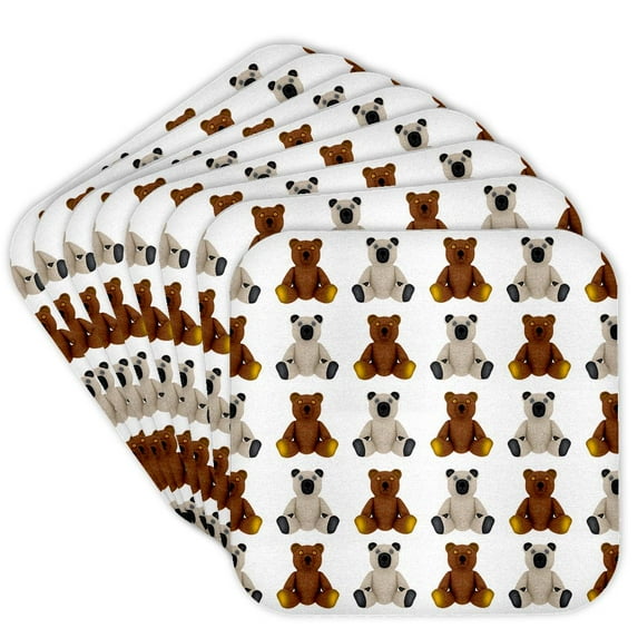 3drose, a Pattern with Brown and White Teddy Bears, Set of 8 Coasters ...