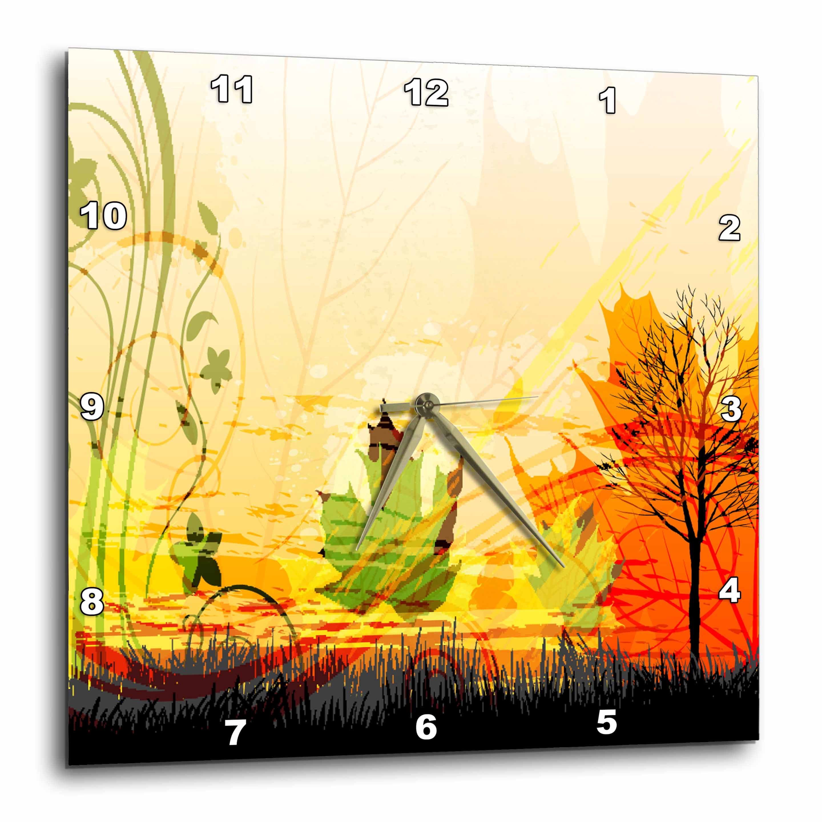 3drose, a Pretty Fall Scene with a Tree and Fall Leaves, 13x13 Wall ...