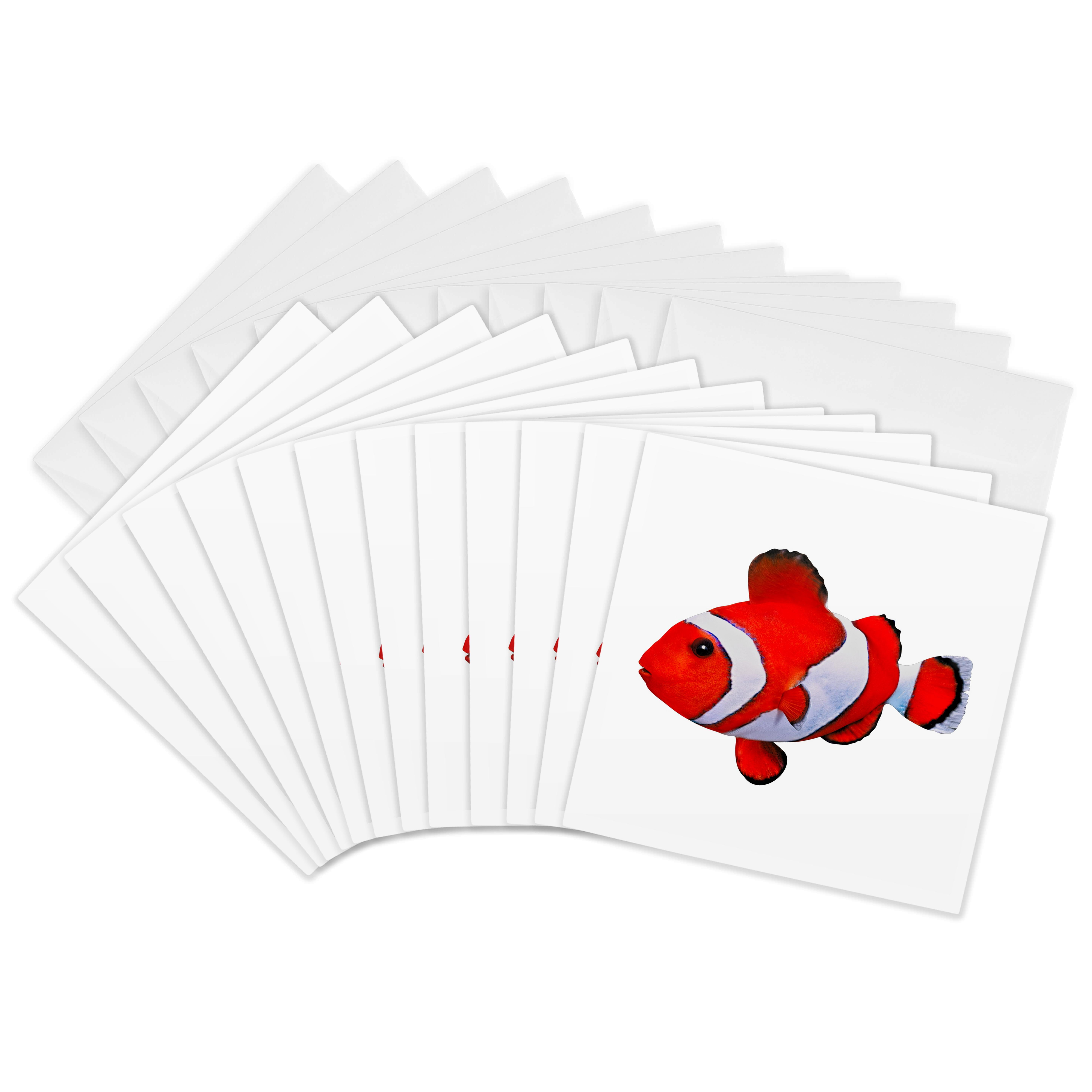3drose, a Red and White Saltwater Clown Fish, 12 Greeting Cards with ...