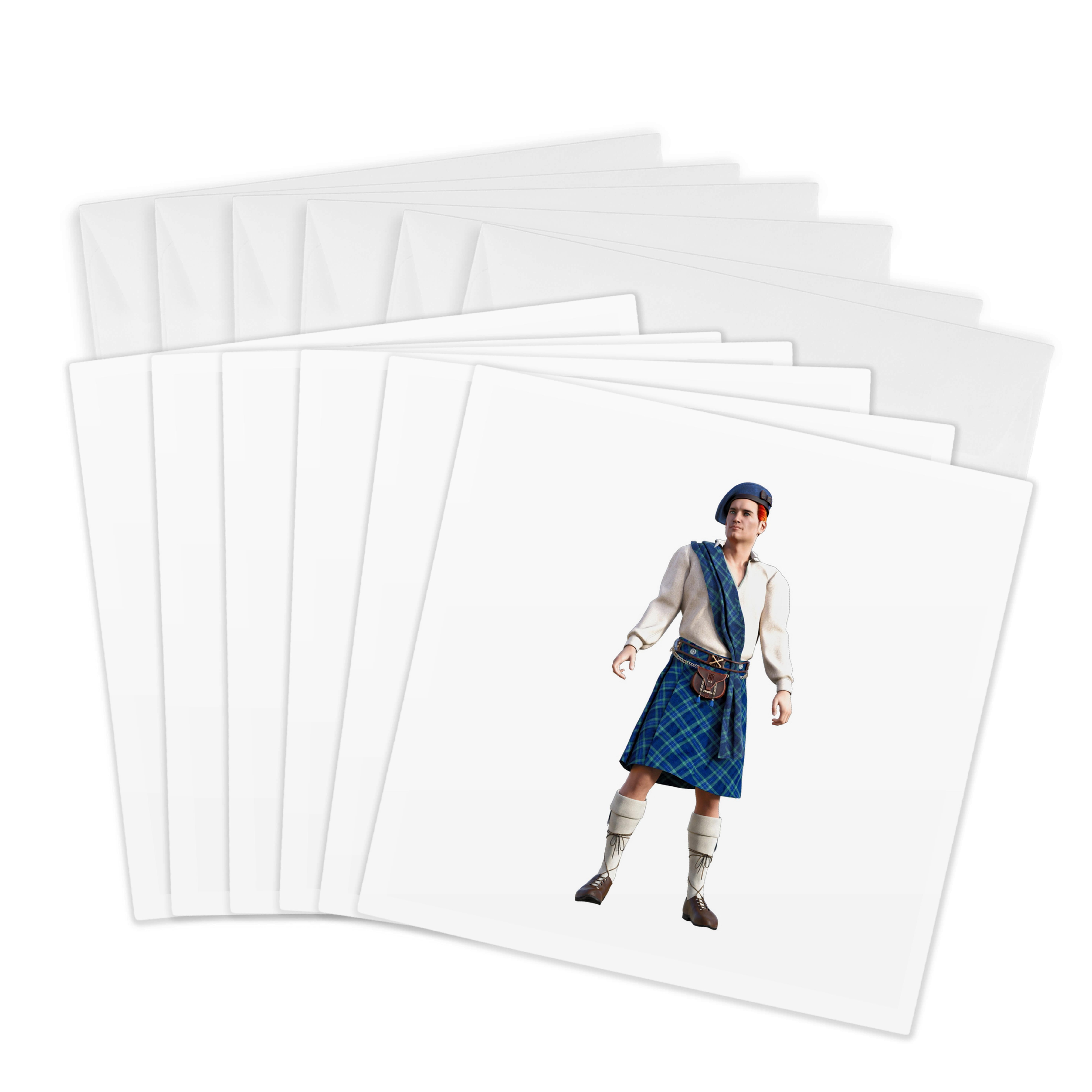 3drose, a Scottish Highlander in Blue, 6 Greeting Cards with Envelopes ...