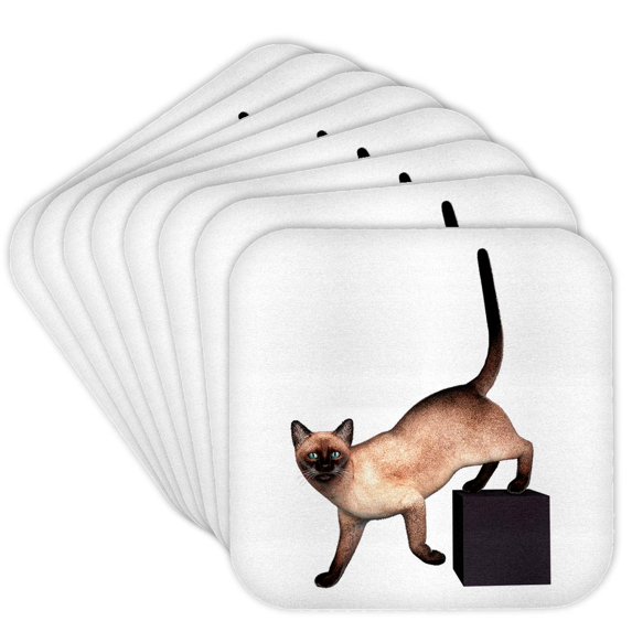 3drose, a Siamese Cat Stepping down to Its Right from a Cube, Set of 8 ...