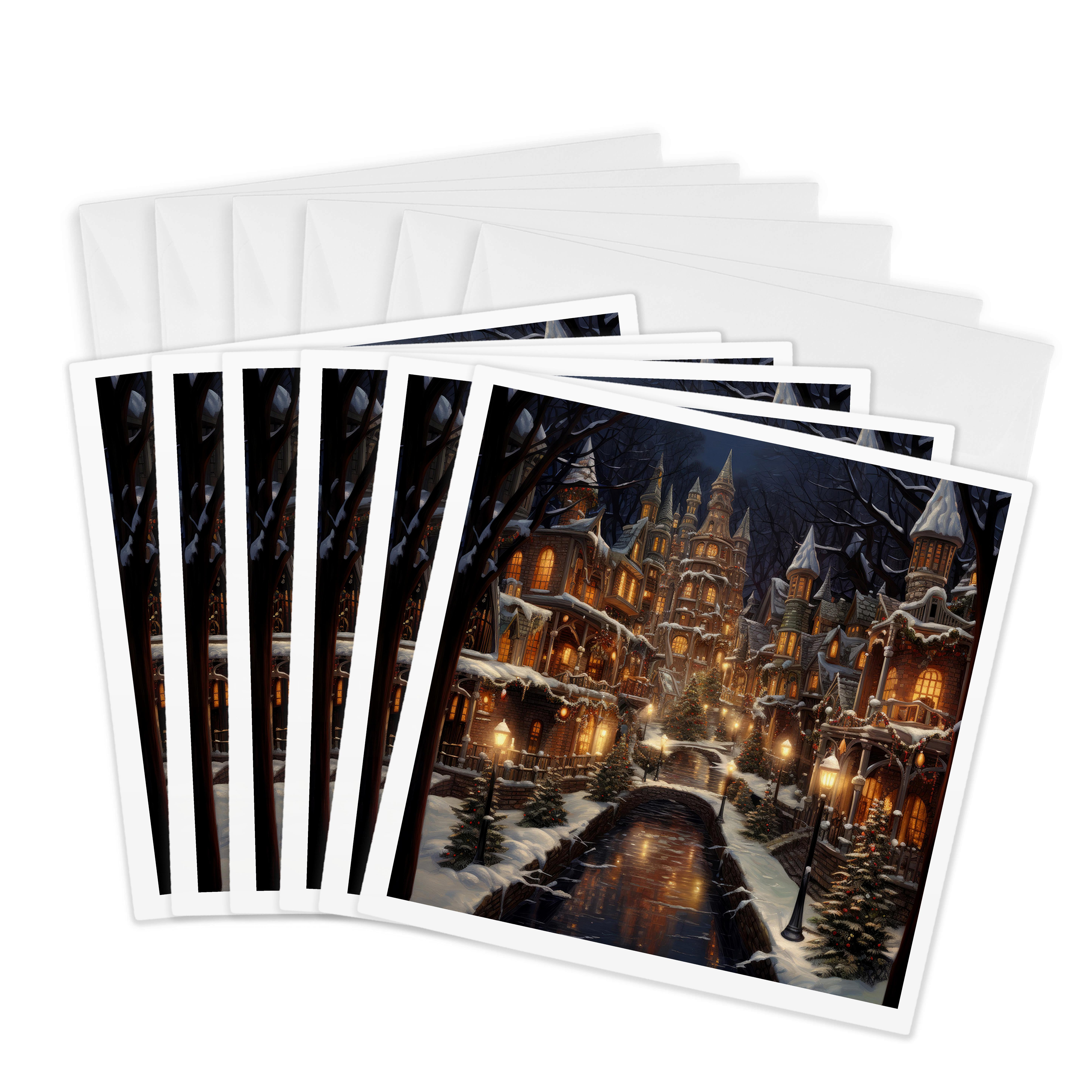 3drose, a Town Square Depicted in a Winter Night Scene During Christmas ...