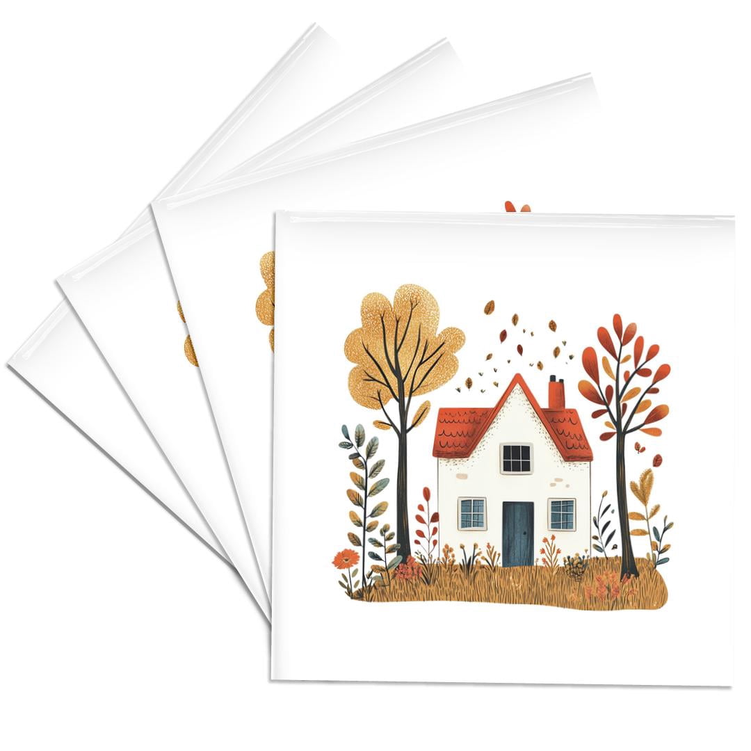 3drose, a Village House and the Autumn Trees. Beautiful Art. Gift ...