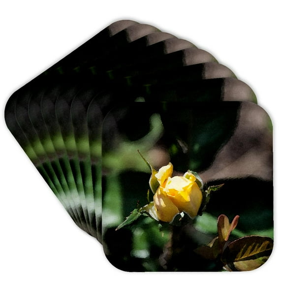 3drose, a Watercolor Done Digitally of a Tiny Yellow Bud, Set of 8 Coasters - Cork - Walmart.com