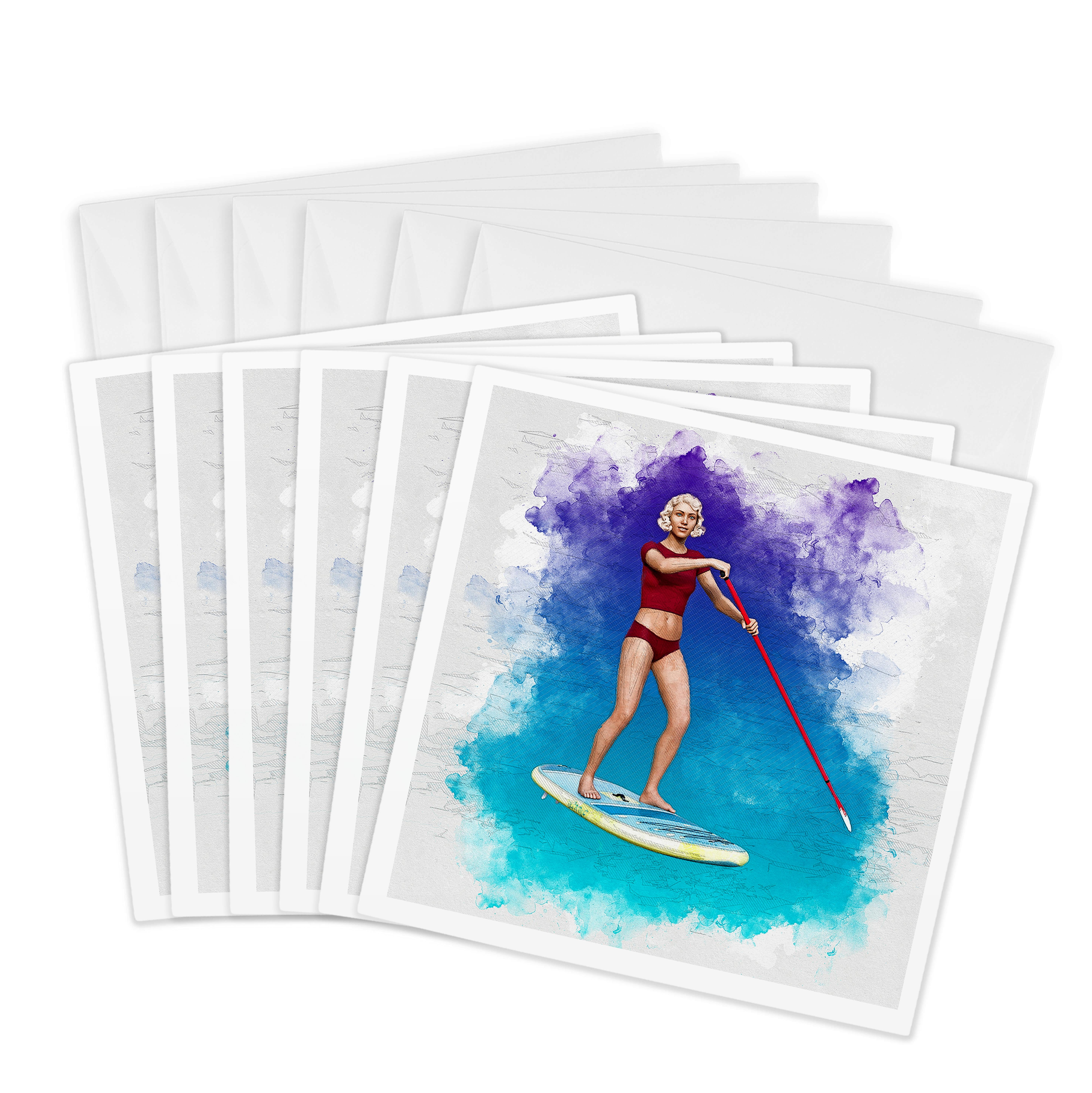 3drose, a Woman Paddle Boarder Standing and Going to the Left, 6 ...