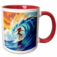 3drose, a Woman Surfer Rides the Wave at Sunset. Colorful Art, Gift ...