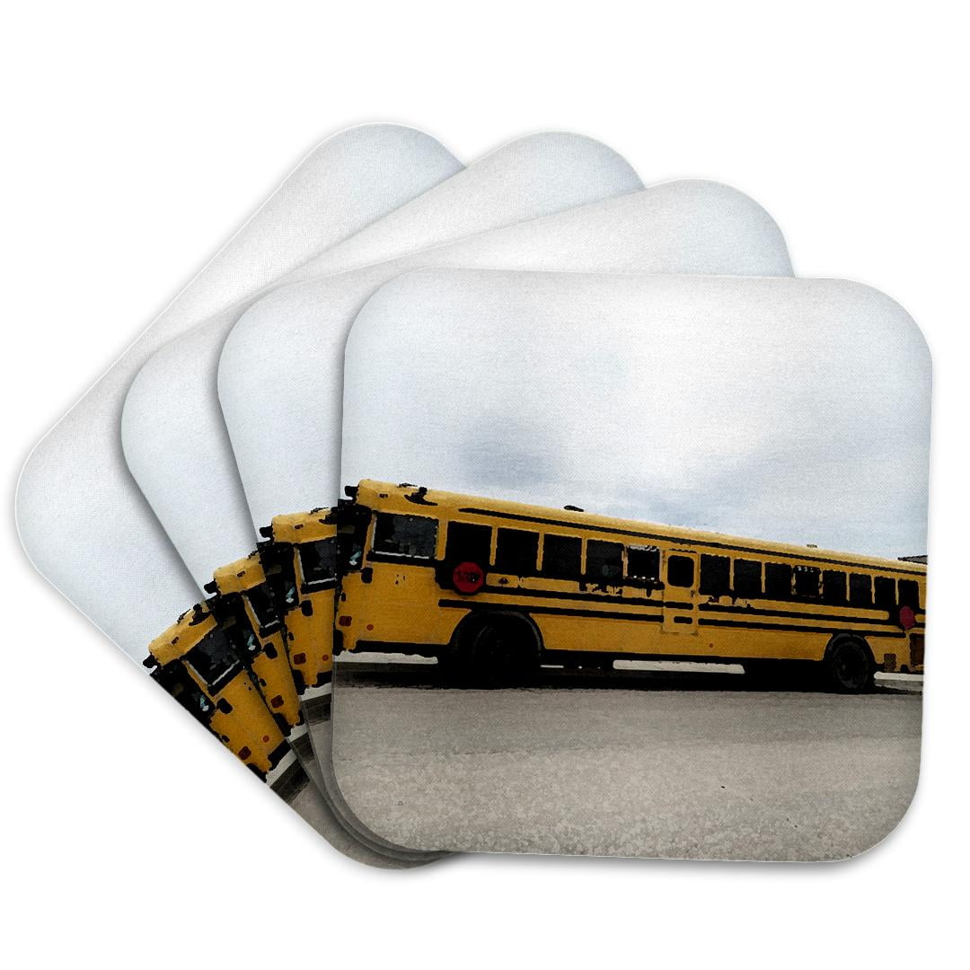 3drose, a Yellow School Bus Parked on the Street Done in a Digital ...