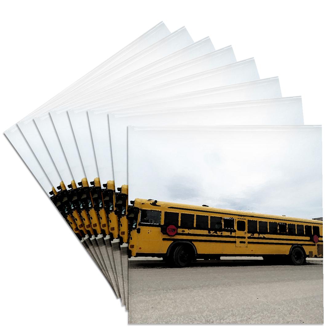 3drose, a Yellow School Bus Parked on the Street Done in a Digital ...