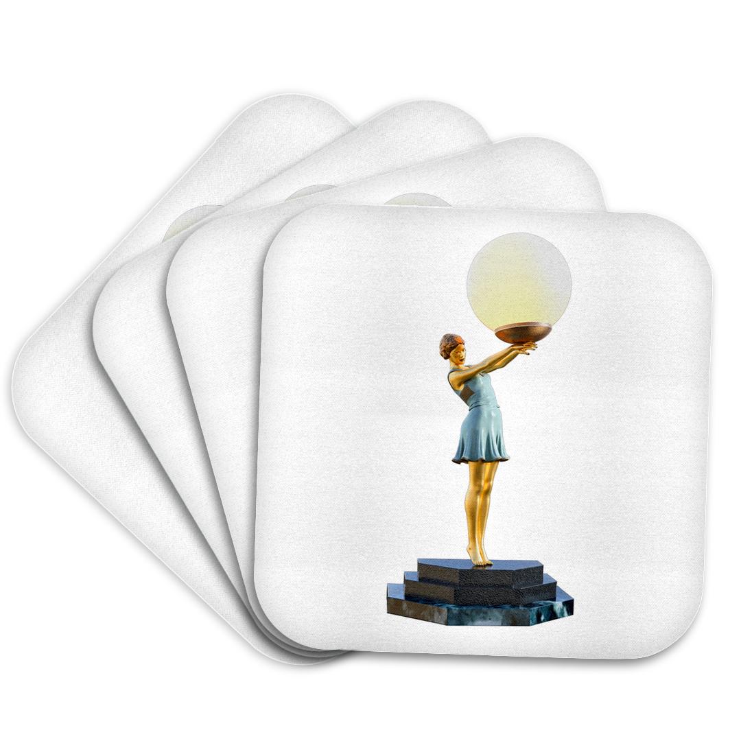 3drose, an Art Deco Statuette of a Figure Holding a Lamp Shade with ...